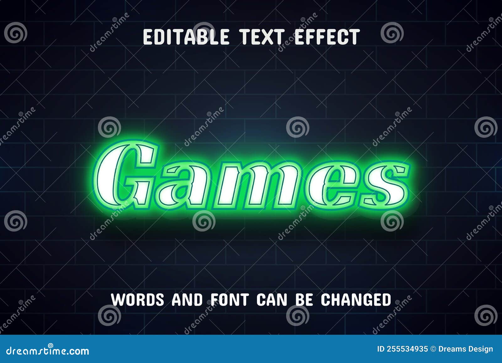 Games Text - Editable Neon Text Effect Stock Vector - Illustration of ...