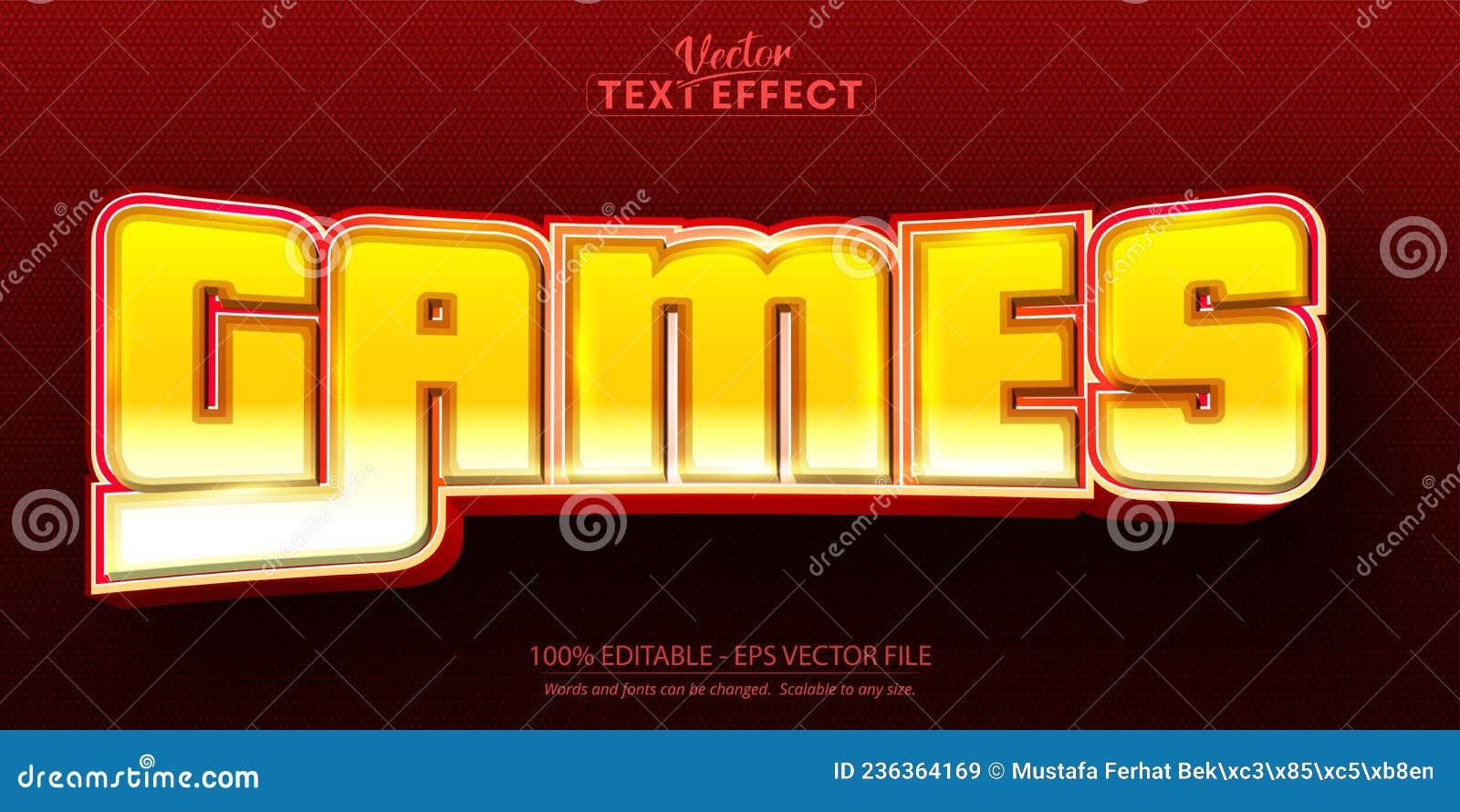 Games Text Effect, Editable Yellow Color Cartoon Text Style Stock ...