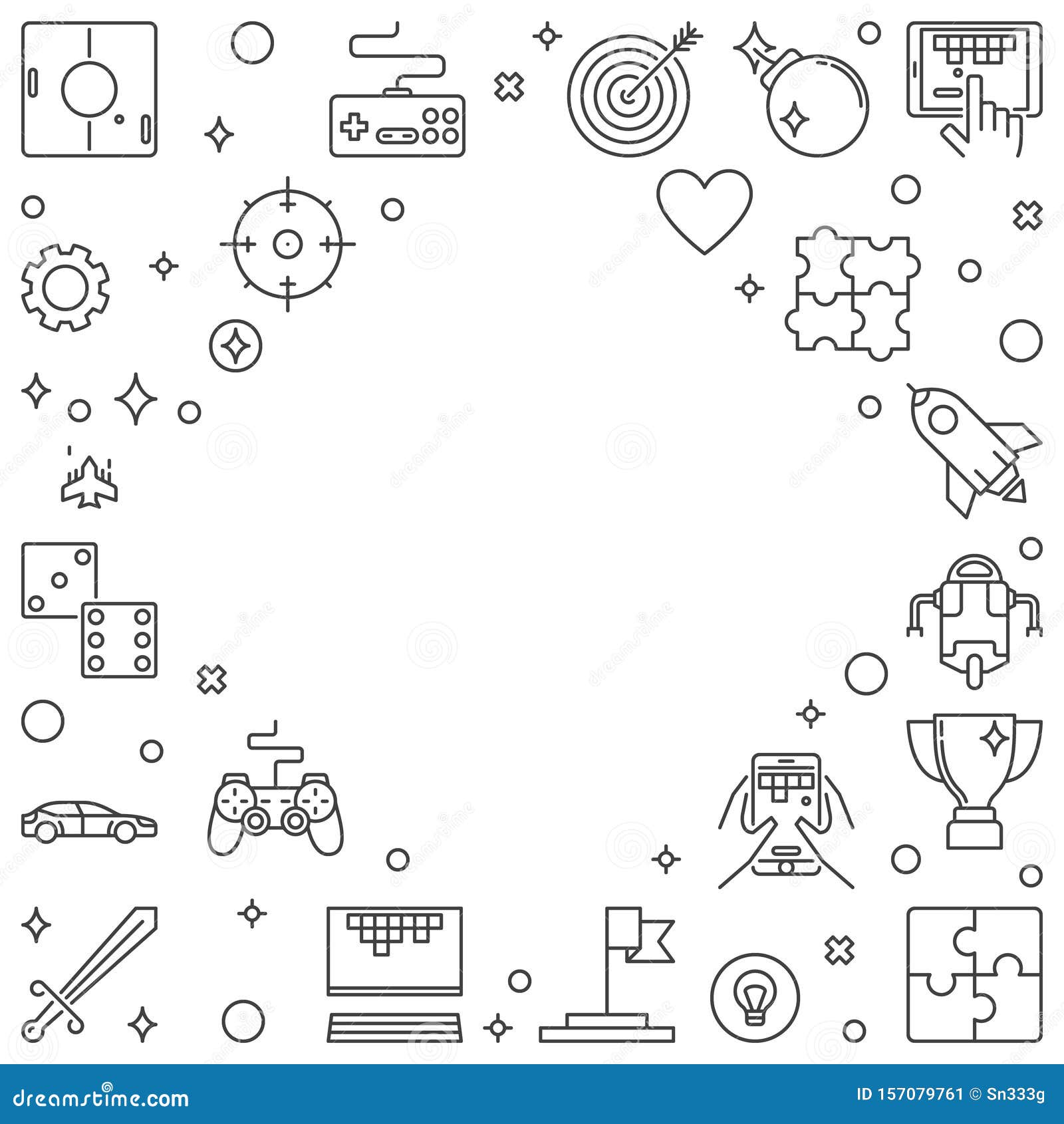 Games Vector Frame or Illustration in Outline Style Stock Vector ...