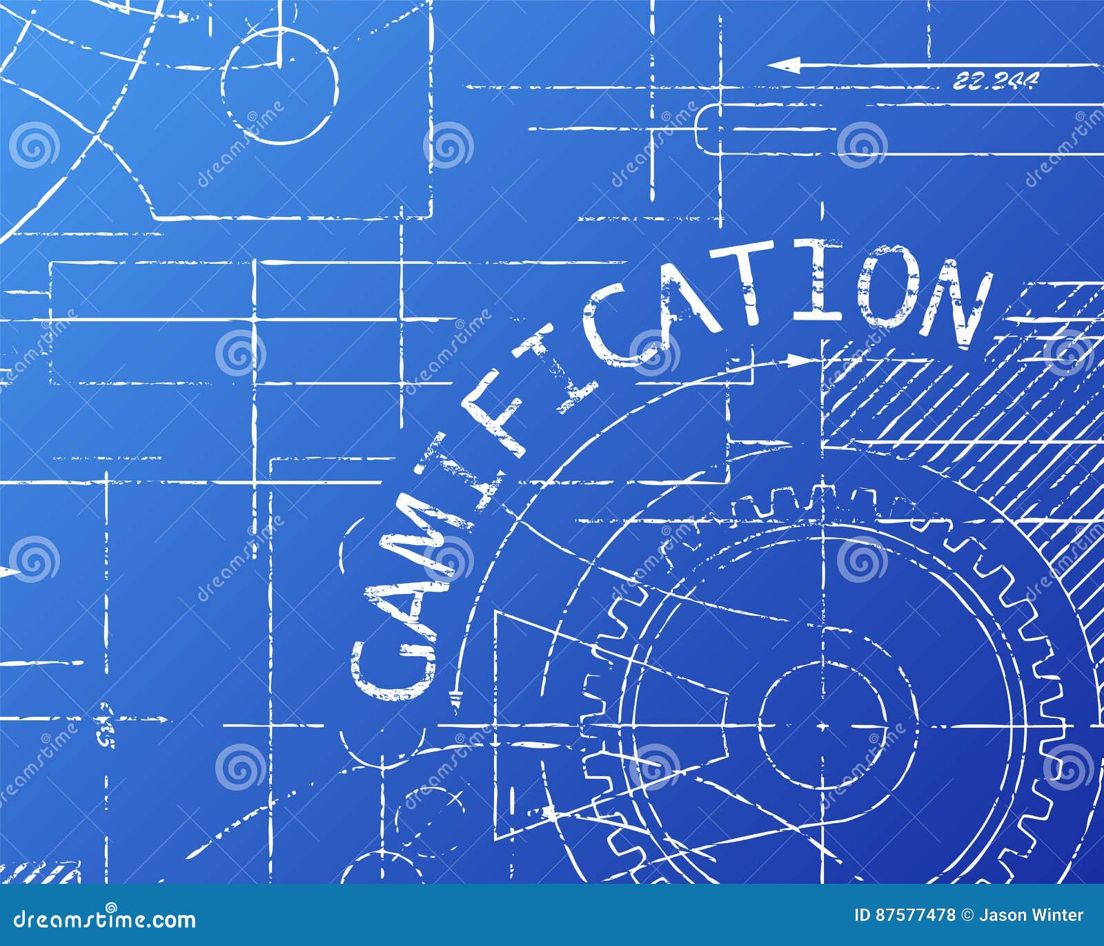 Gamification Word Blueprint Vector Illustration | CartoonDealer.com ...