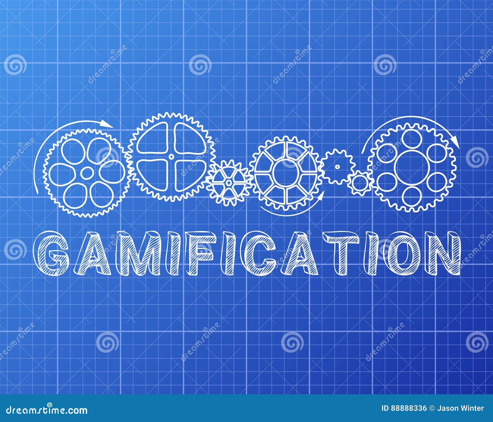Gamification Blueprint stock vector. Illustration of machinery - 88888336