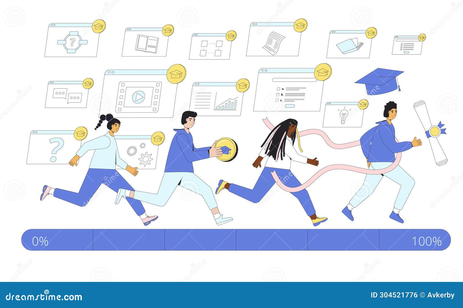 Gamification and Competition in Learning. Vector Illustration Stock ...