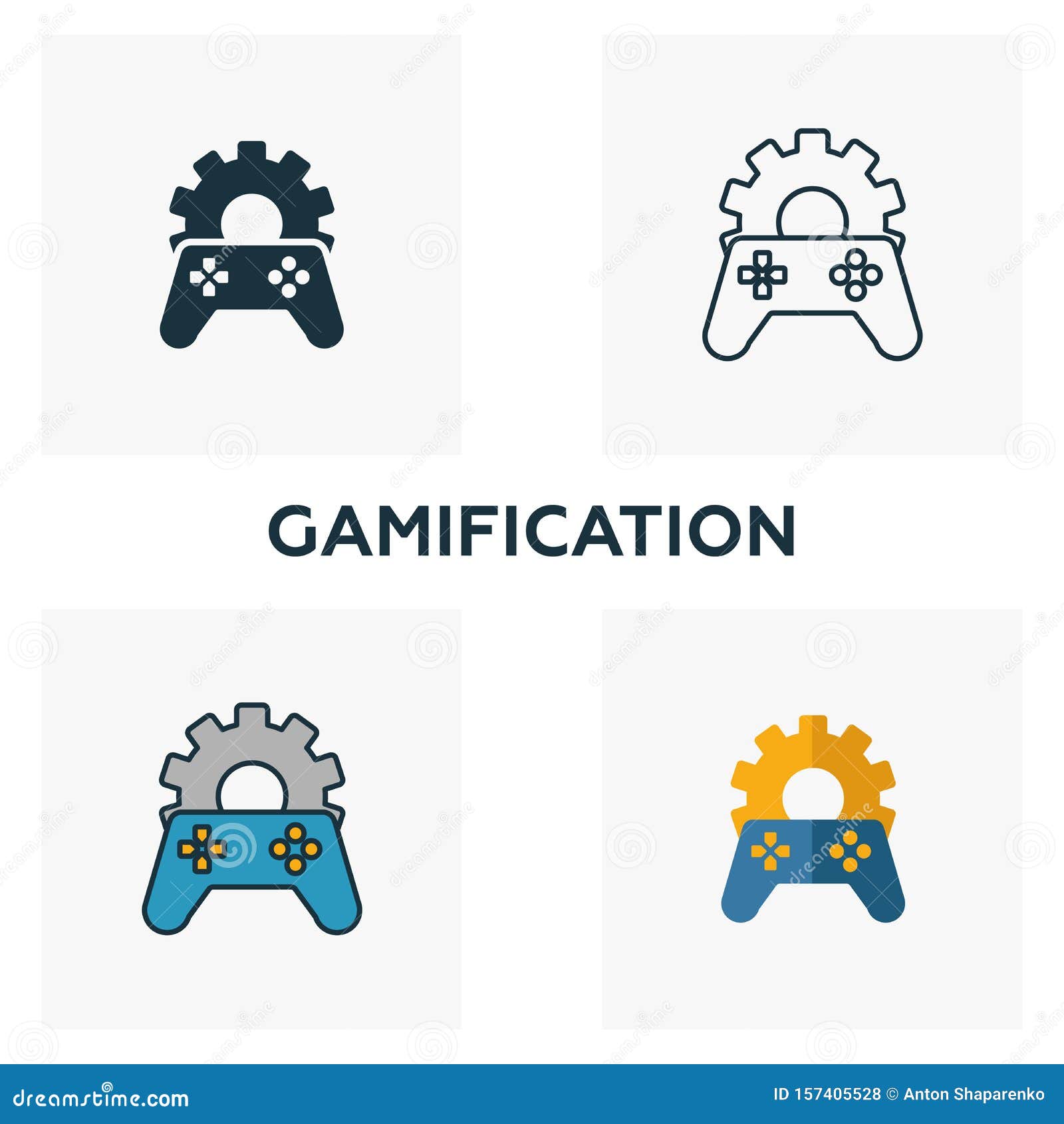 Gamification Icon Set. Four Elements In Diferent Styles From Content ... Gamification Icon Set. Four Elements In Diferent Styles From Content ...