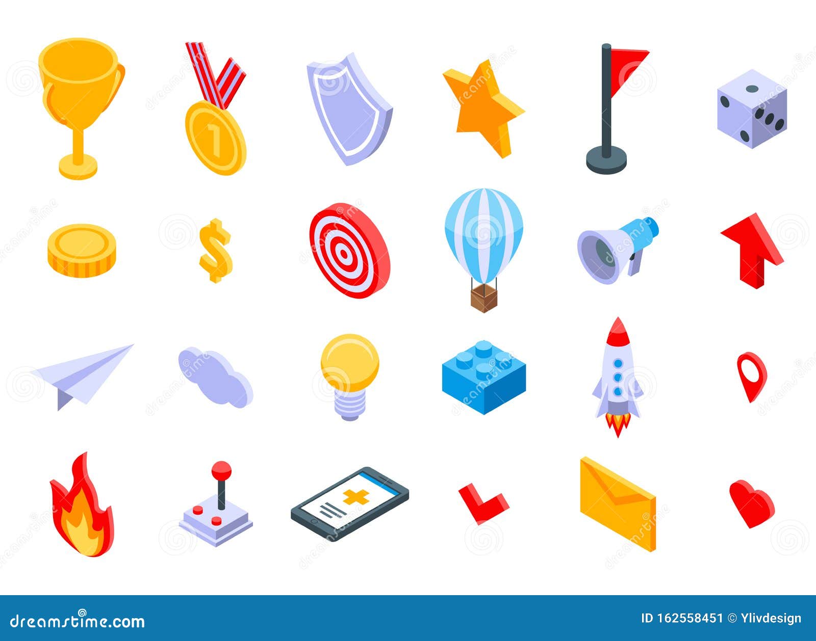 Gamification Icons Set, Isometric Style Stock Vector - Illustration of ...
