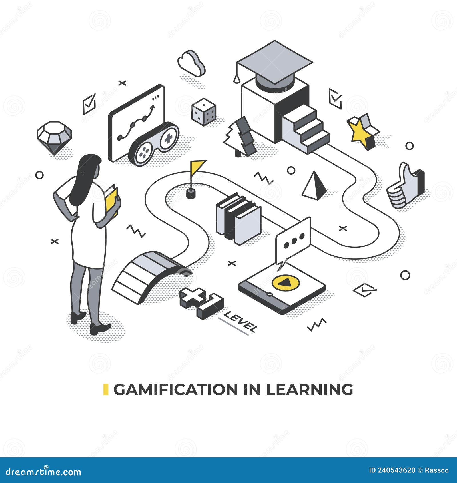 Gamification in Learning Isometric Illustration Stock Vector ...