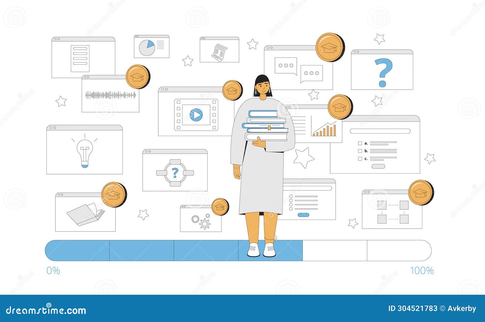 Gamification in Learning Process. Vector Illustration Stock Vector ...