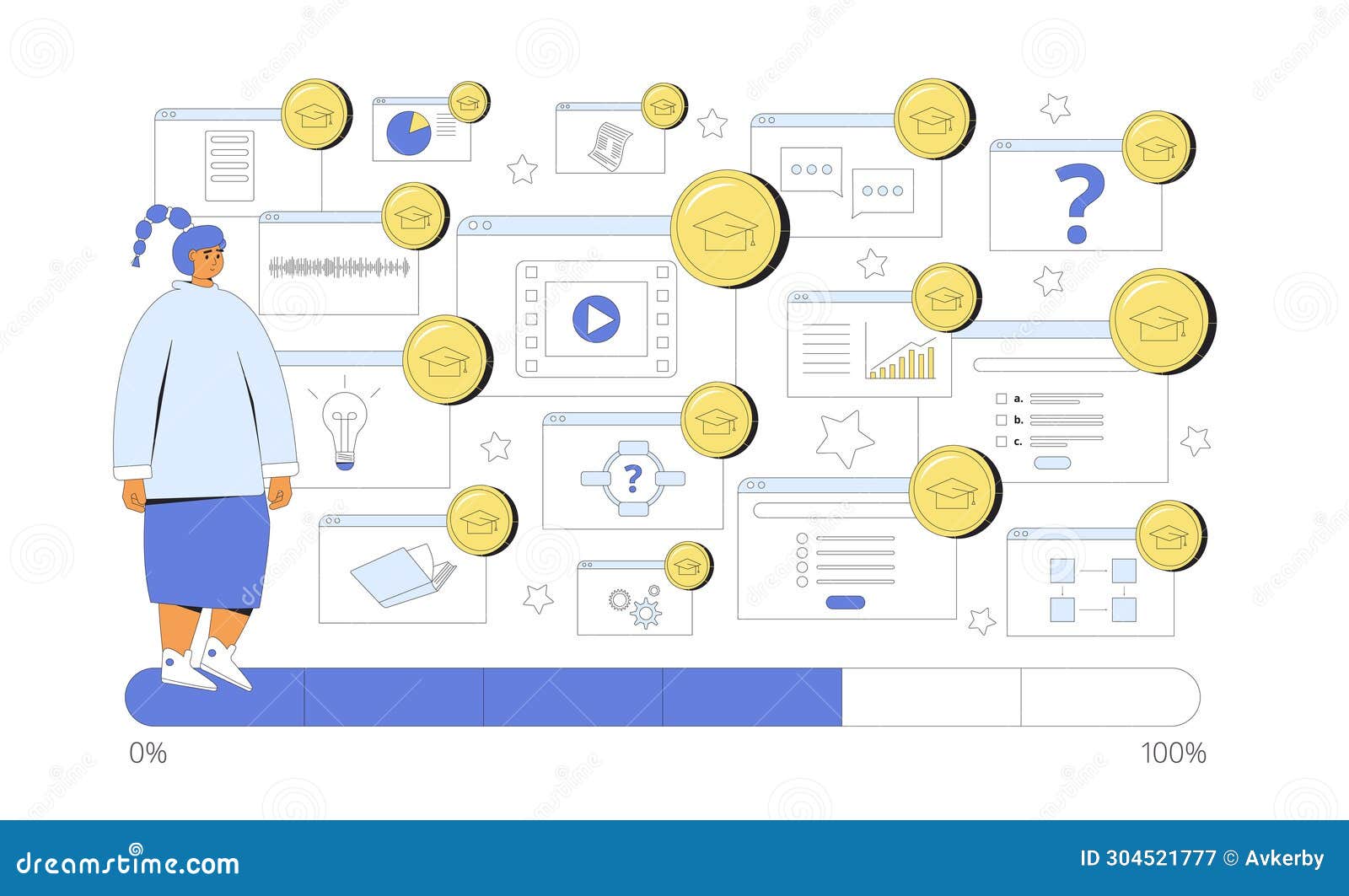 Gamification in Learning. Vector Flat Illustration Stock Vector ...