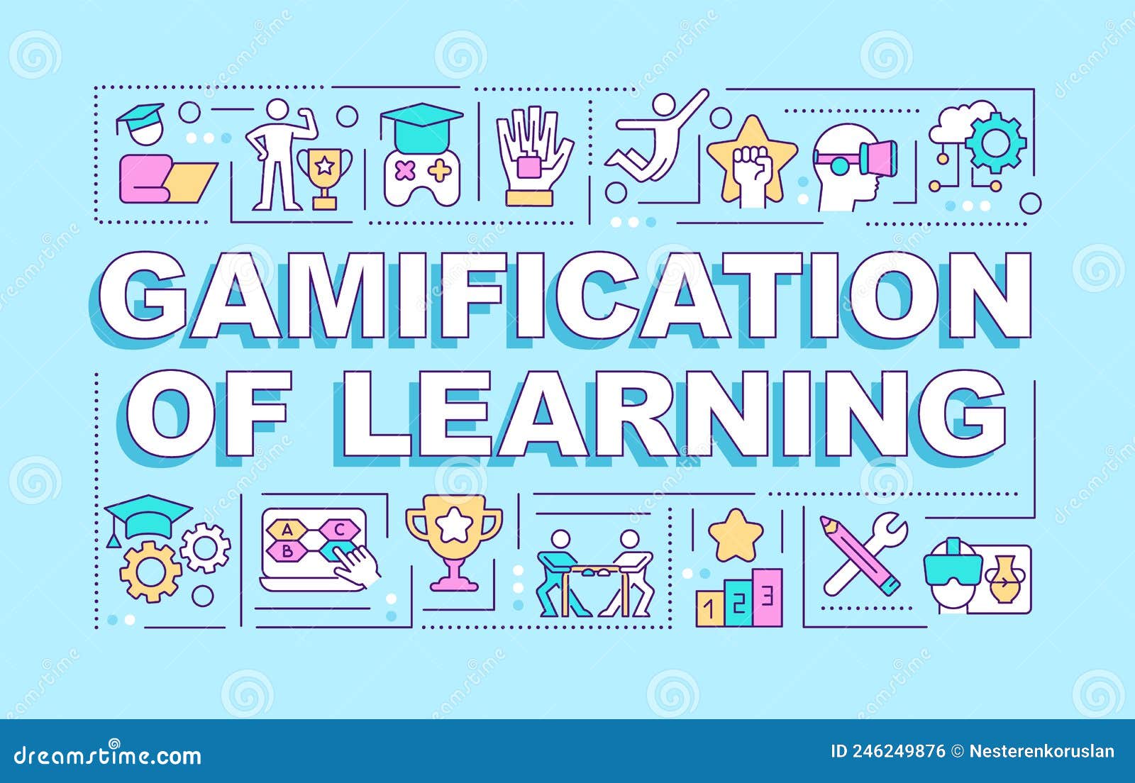 Gamification of Learning Word Concepts Blue Banner Stock Vector ... Gamification of Learning Word Concepts Blue Banner Stock Vector ...