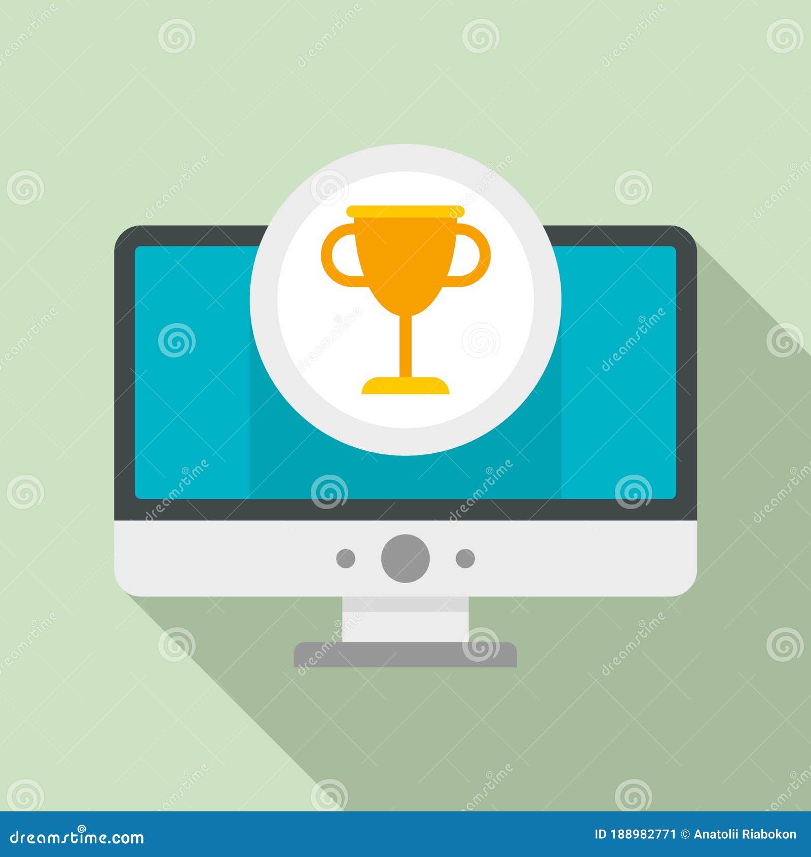 Gamification Monitor Cup Icon, Flat Style Stock Vector - Illustration ...