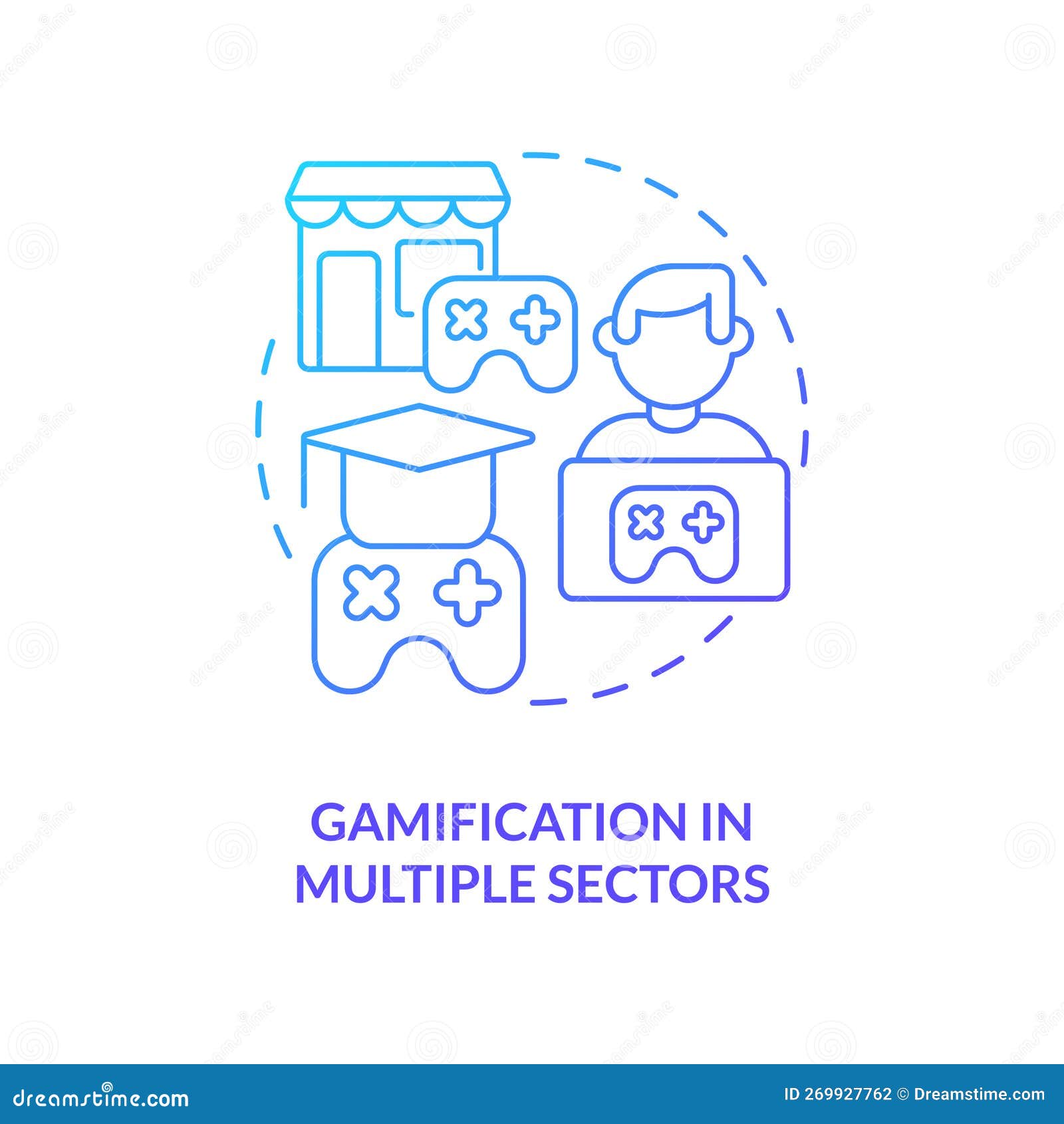 Gamification in Multiple Sectors Blue Gradient Concept Icon Stock ...