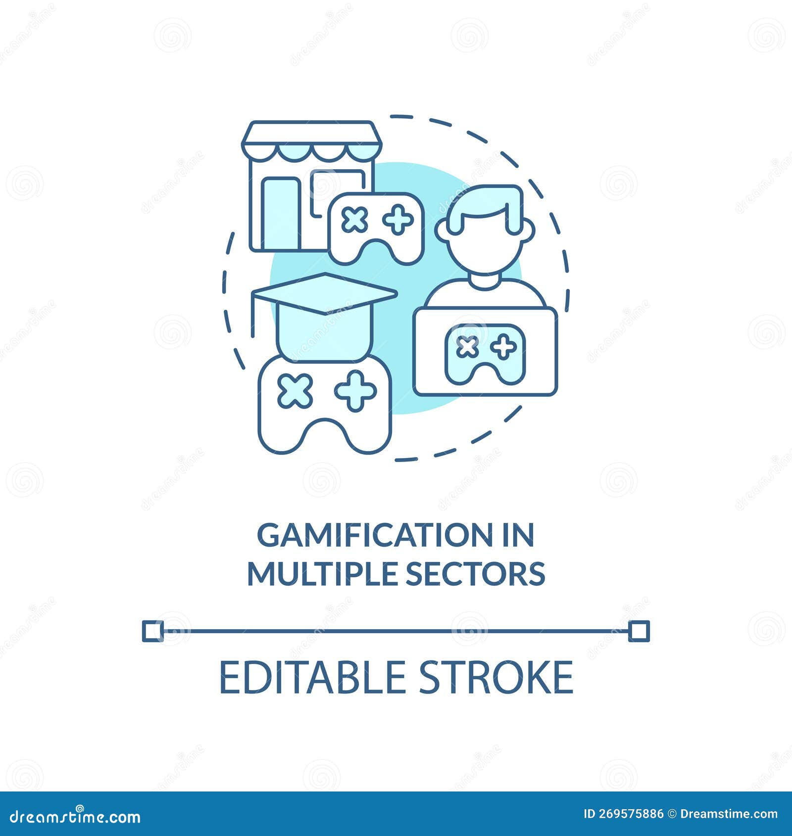 Gamification in Multiple Sectors Turquoise Concept Icon Stock Vector ...