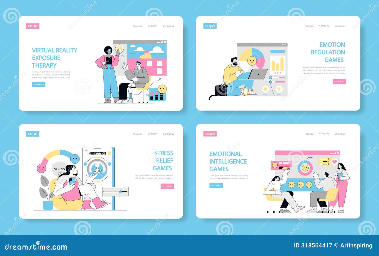 Gamification in Psychotherapy. Flat Vector Stock Illustration ...