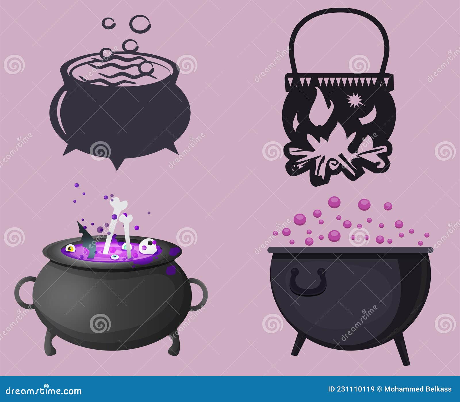 Pots Black and Gray Objects Signs Symbols Vector Illustration Stock ...