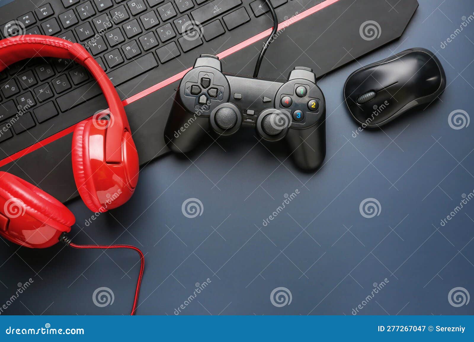 Modern Gaming Accessories on Table Stock Image - Image of accessory ...