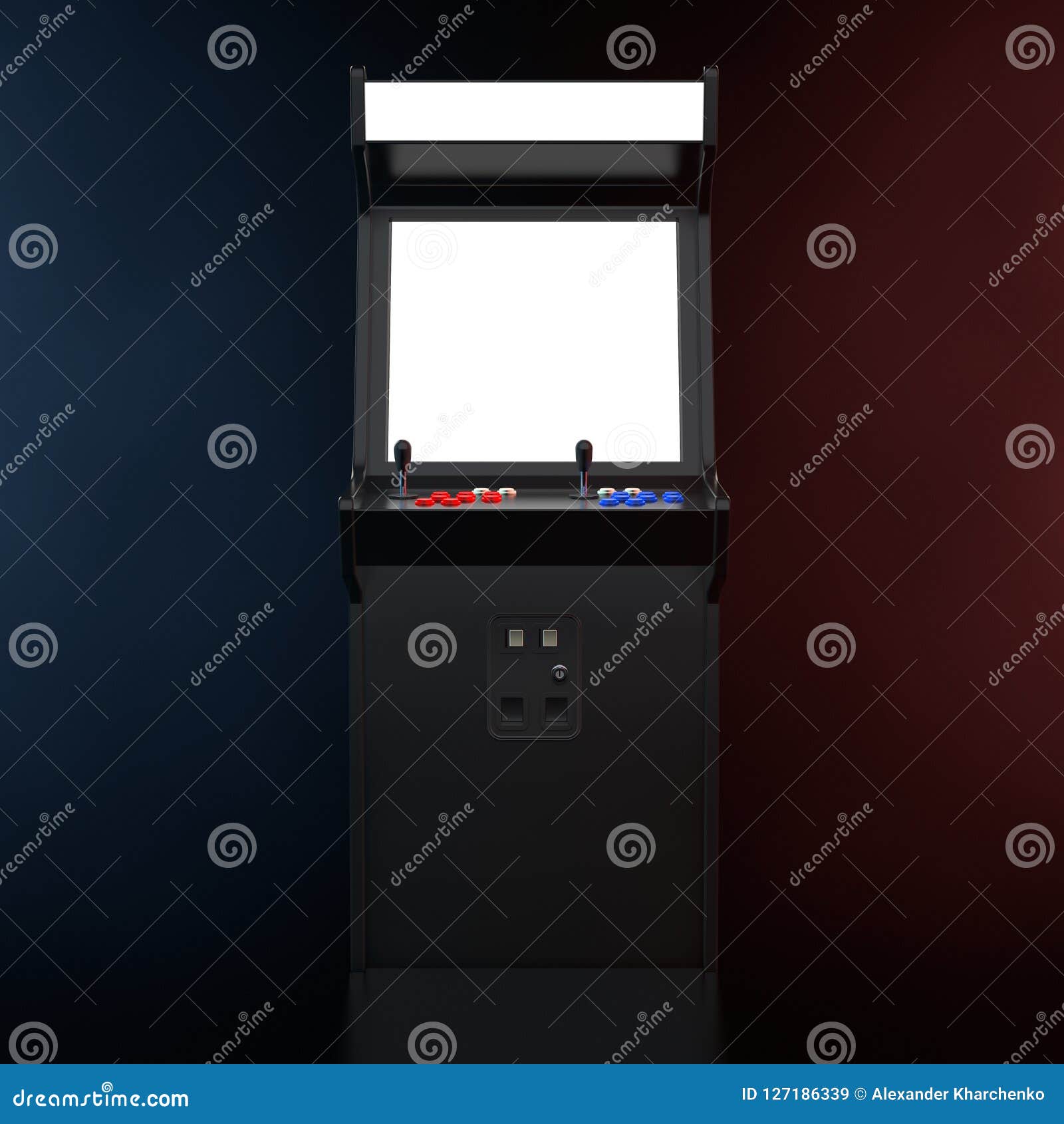 Gaming Arcade Machine With Blank Screen For Your Design. 3d Rend ...