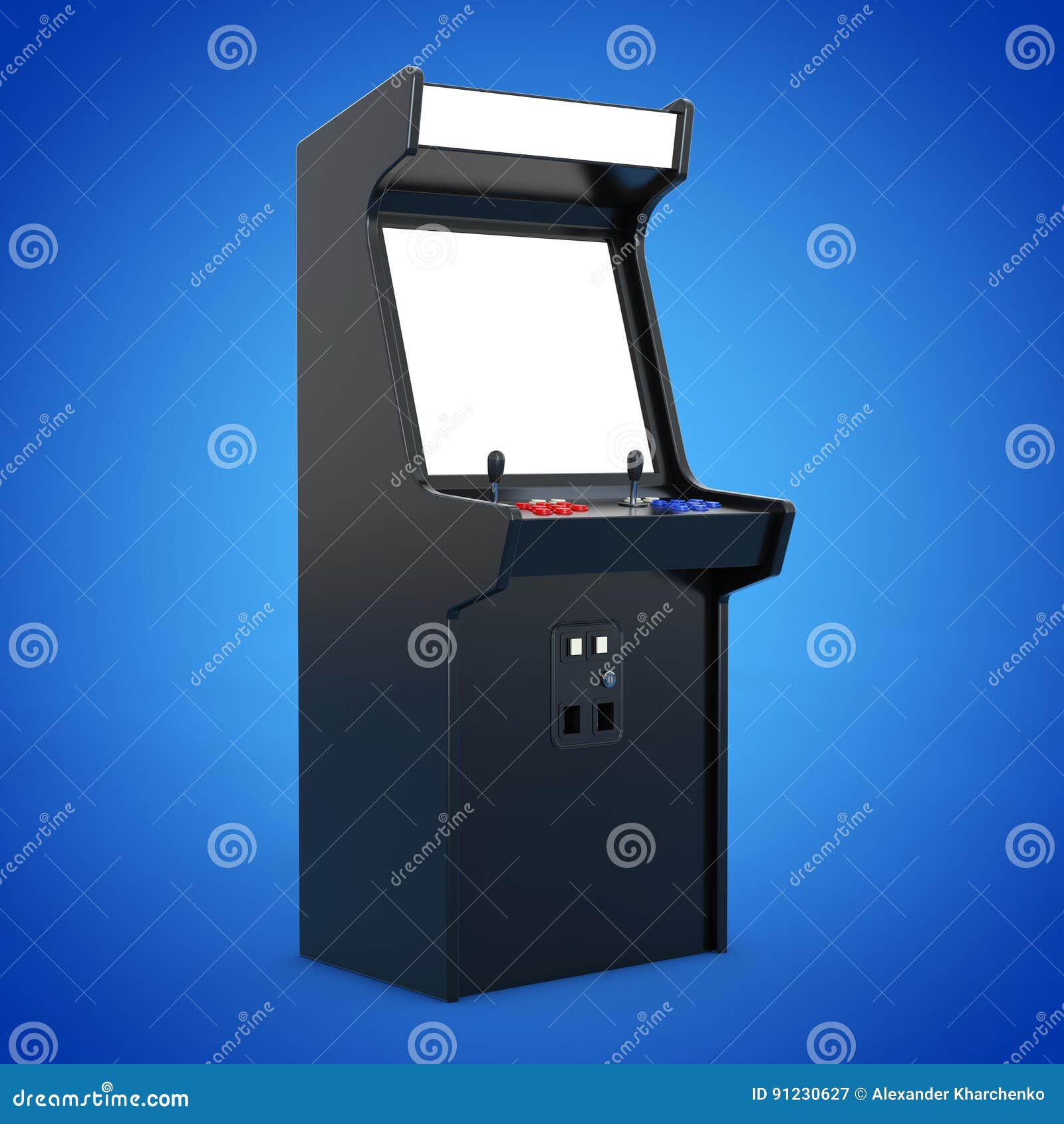 Gaming Arcade Machine With Blank Screen For Your Design. 3d Rend ...