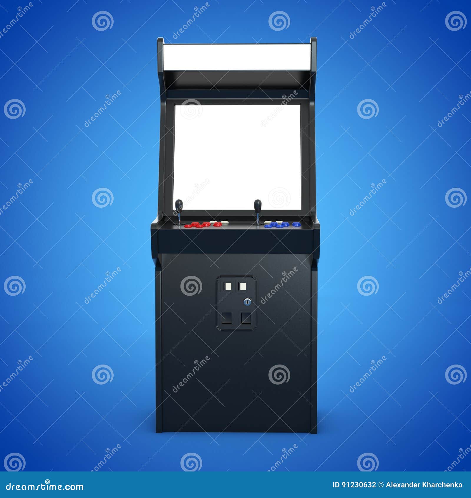 Gaming Arcade Machine With Blank Screen For Your Design. 3d Rend ...