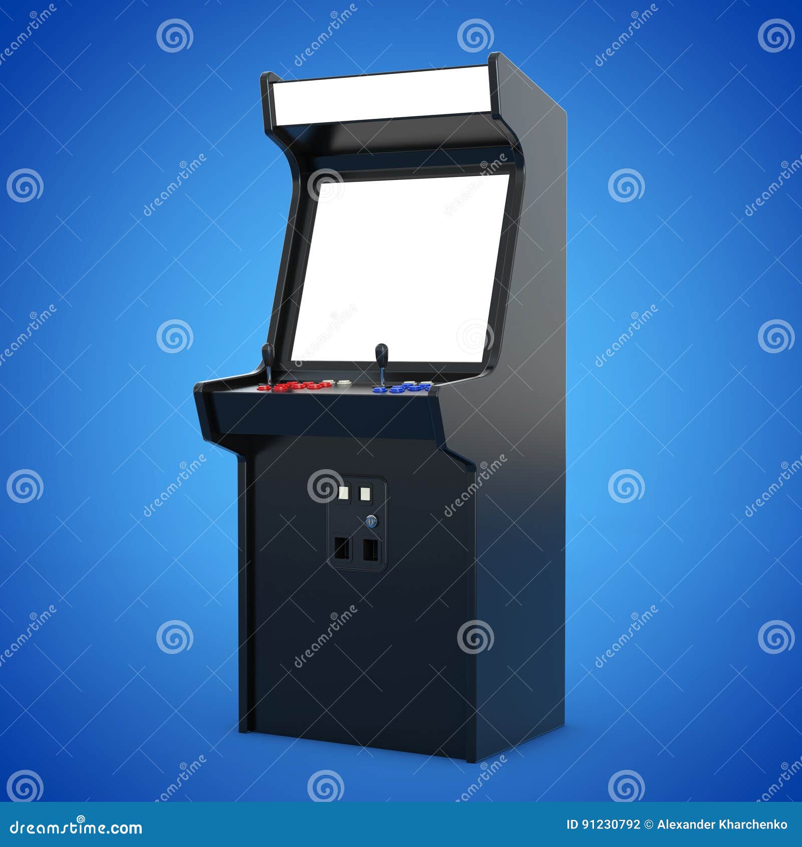 Gaming Arcade Machine with Blank Screen for Your Design. 3d Rend Stock ...