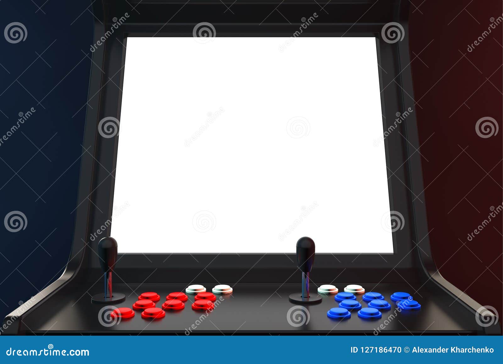 Gaming Arcade Machine With Blank Screen For Your Design. 3d Rend ...