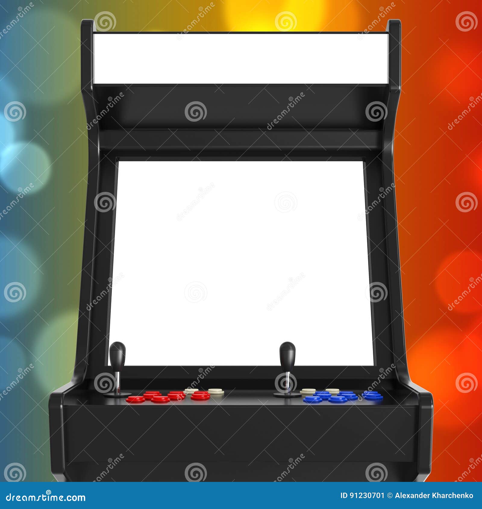 Gaming Arcade Machine With Blank Screen For Your Design. 3d Rend Stock ...