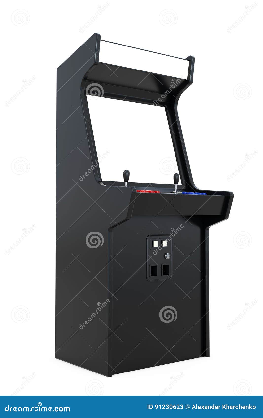 Gaming Arcade Machine With Blank Screen For Your Design. 3d Rend Stock ...