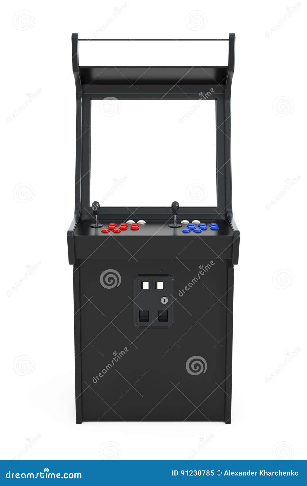 Gaming Arcade Machine with Blank Screen for Your Design. 3d Rend Stock ...