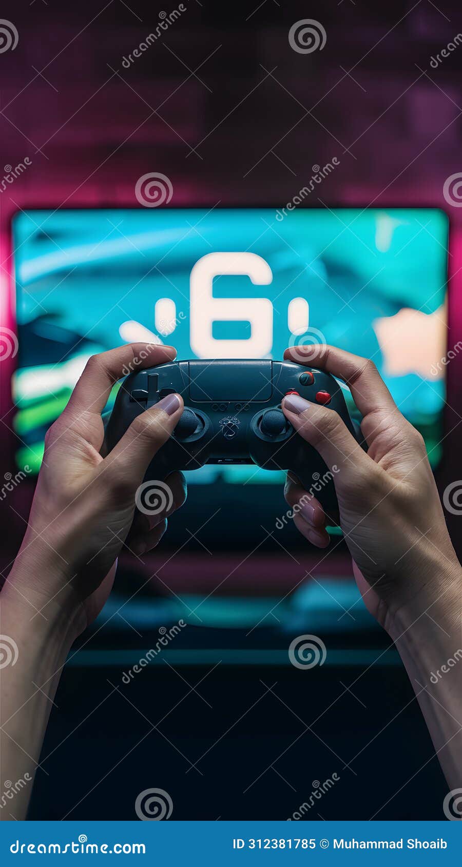 Gaming Closeup Hands Hold Video Game Controller Immersive Experience ...