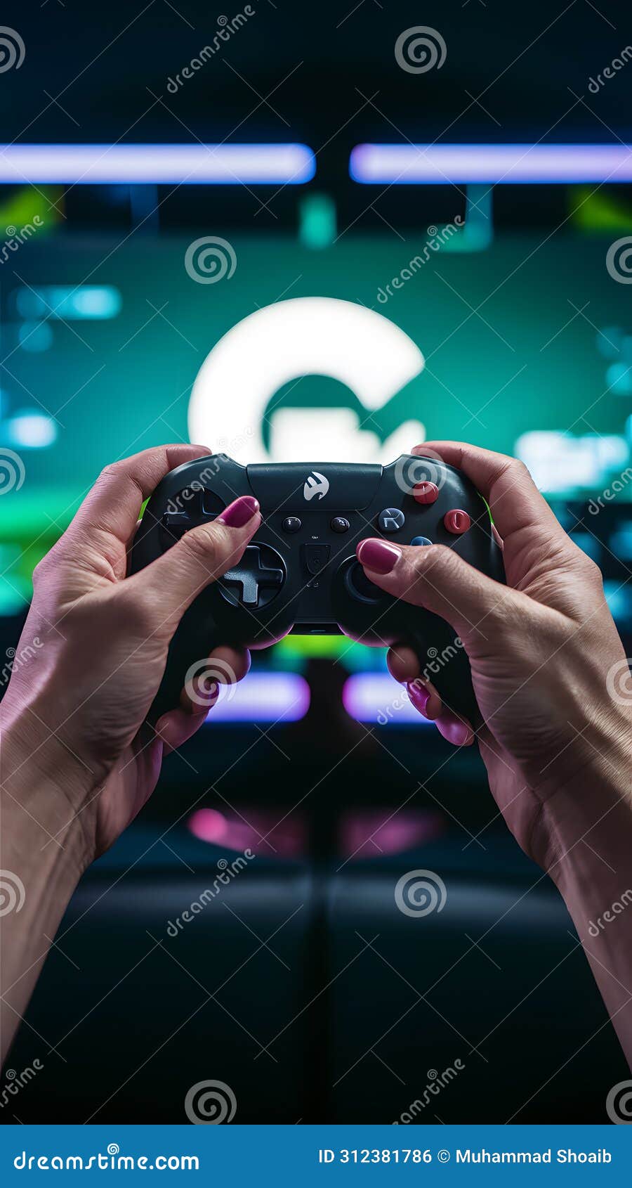 Gaming Closeup Hands Hold Video Game Controller Immersive Experience ...