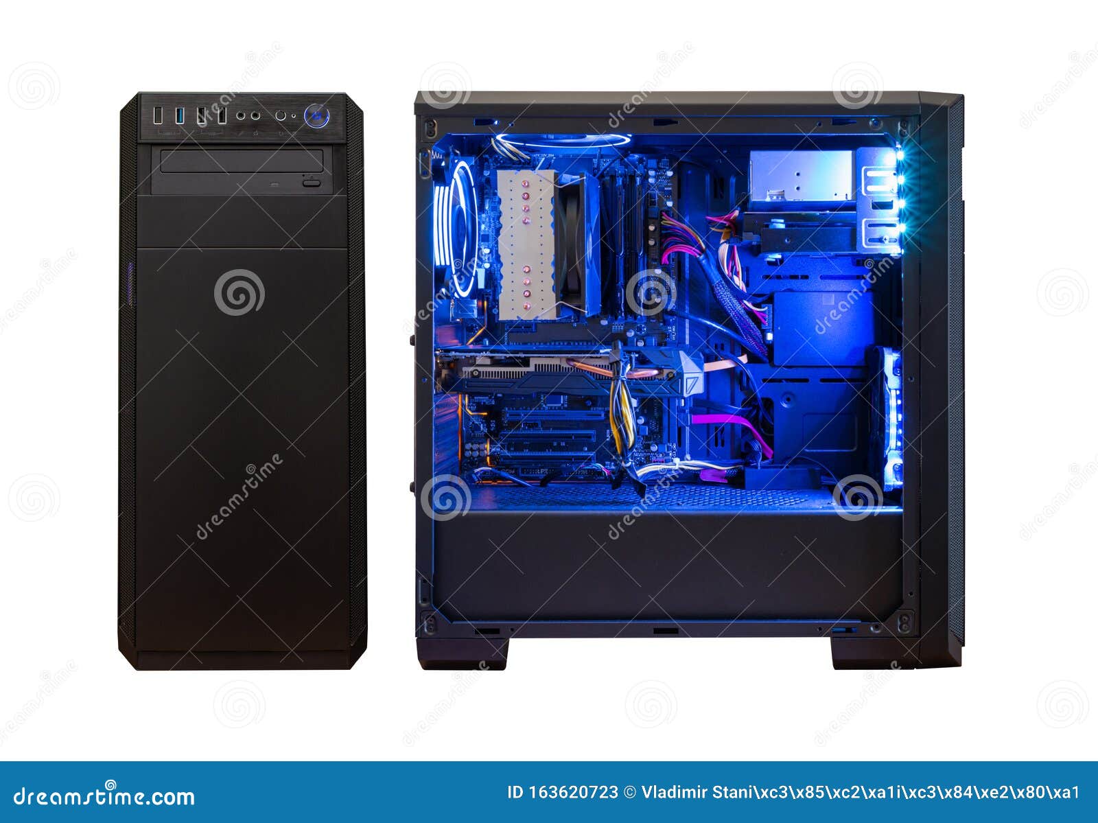 Gaming Computer Isolated. Modern Computer Case with Components Stock ...