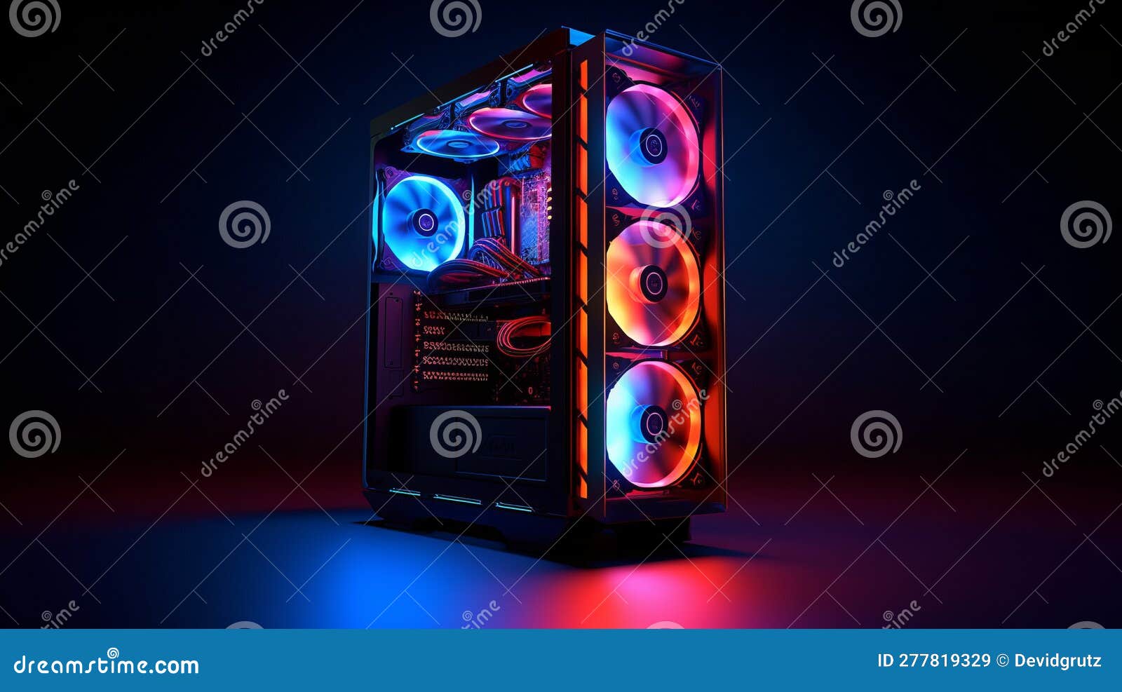 A Gaming Computer with RGB LED Lighting. Generative AI Stock ...