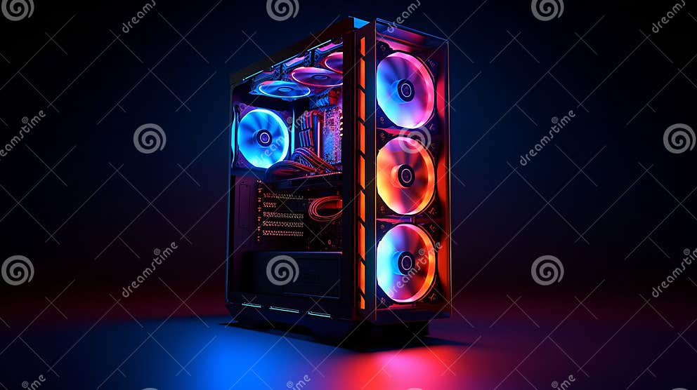 A Gaming Computer with RGB LED Lighting. Generative AI Stock ...