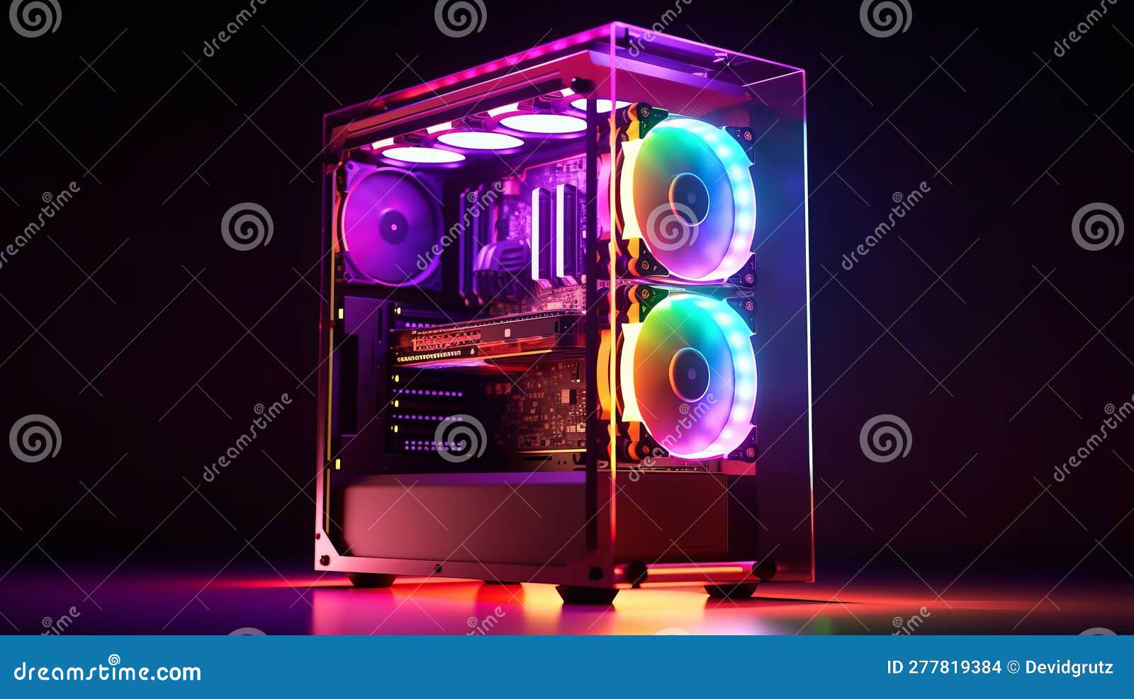 A Gaming Computer with RGB LED Lighting. Generative AI Stock ...