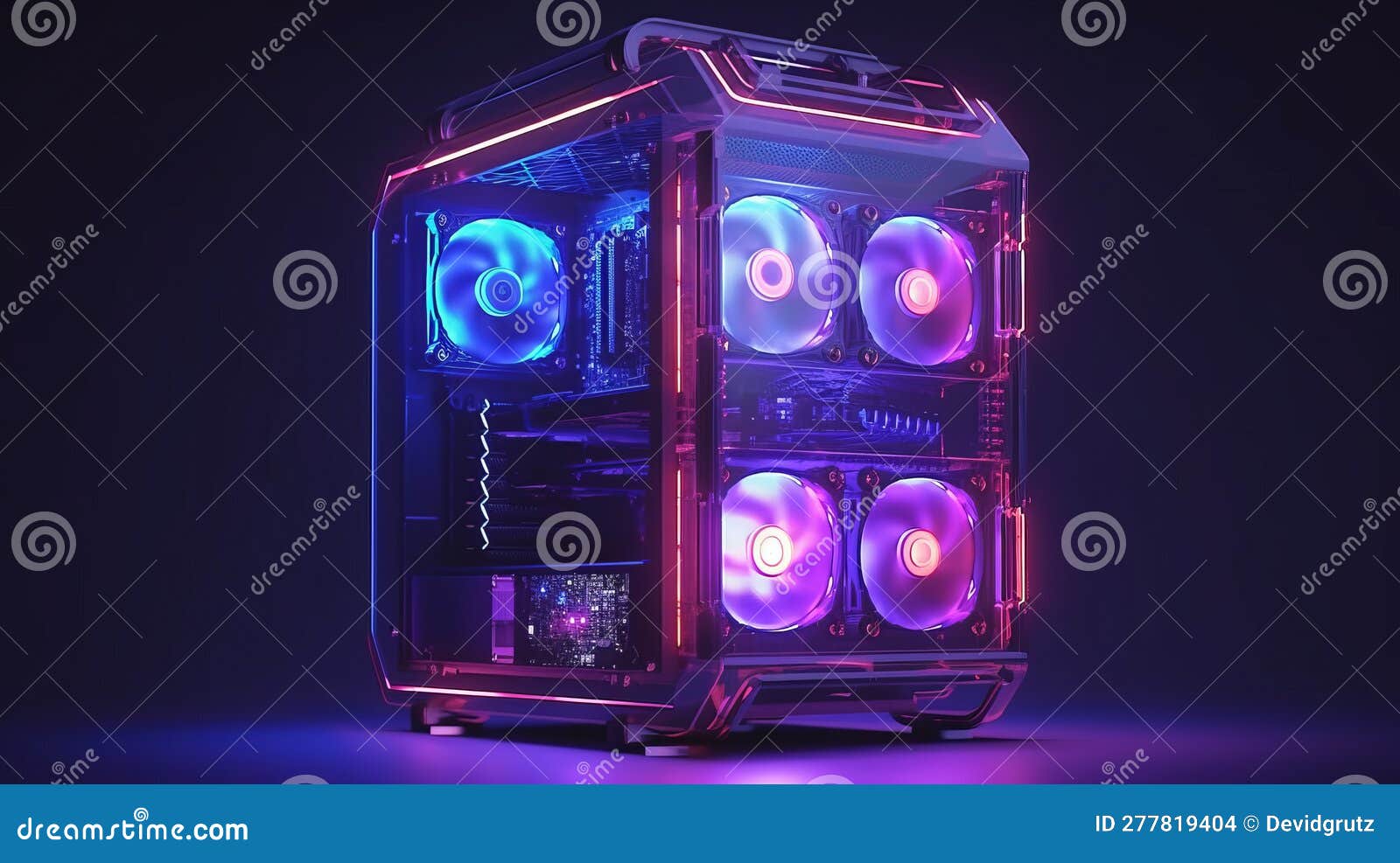 A Gaming Computer with RGB LED Lighting. Generative AI Stock ...