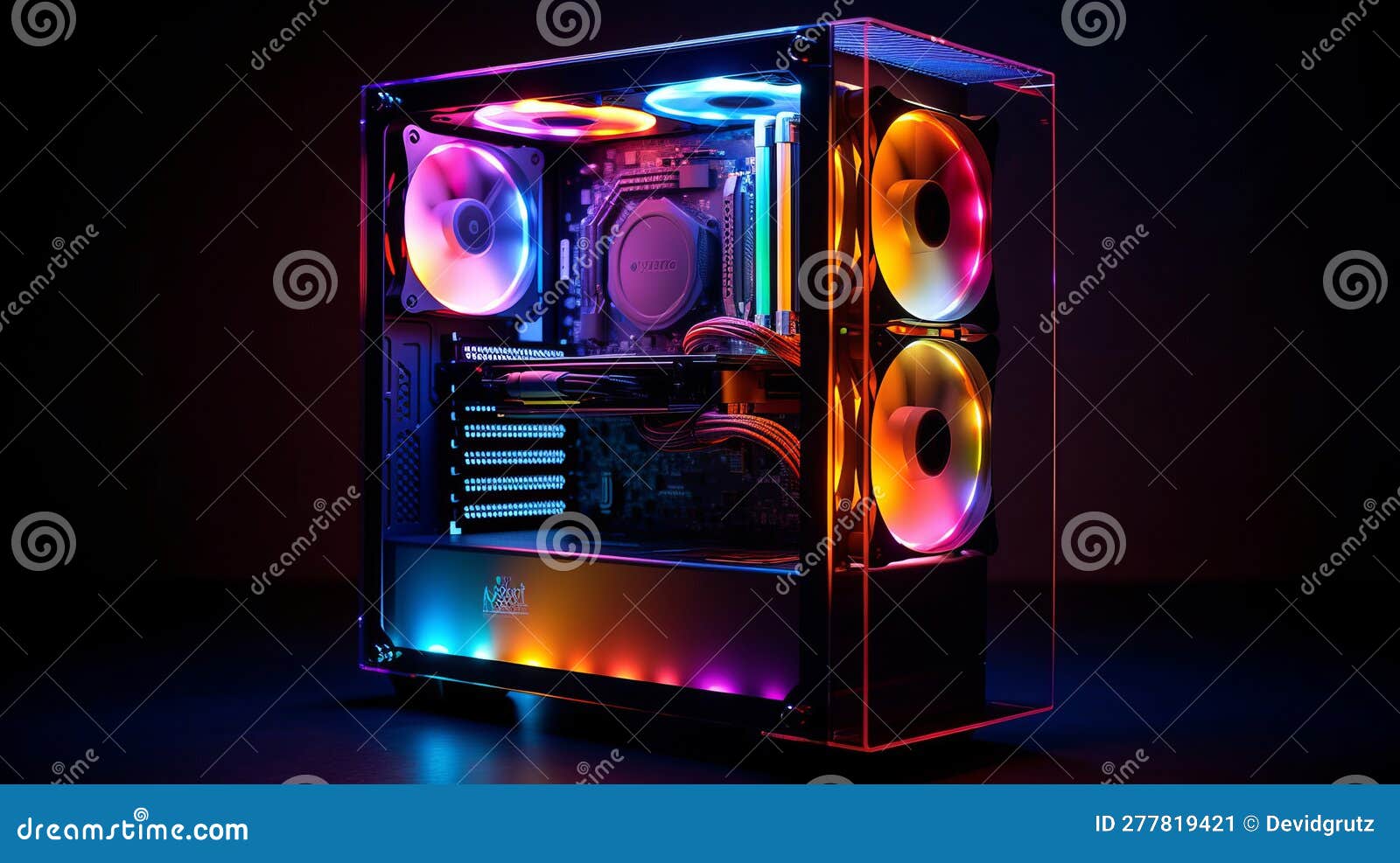 A Gaming Computer with RGB LED Lighting. Generative AI Stock ...