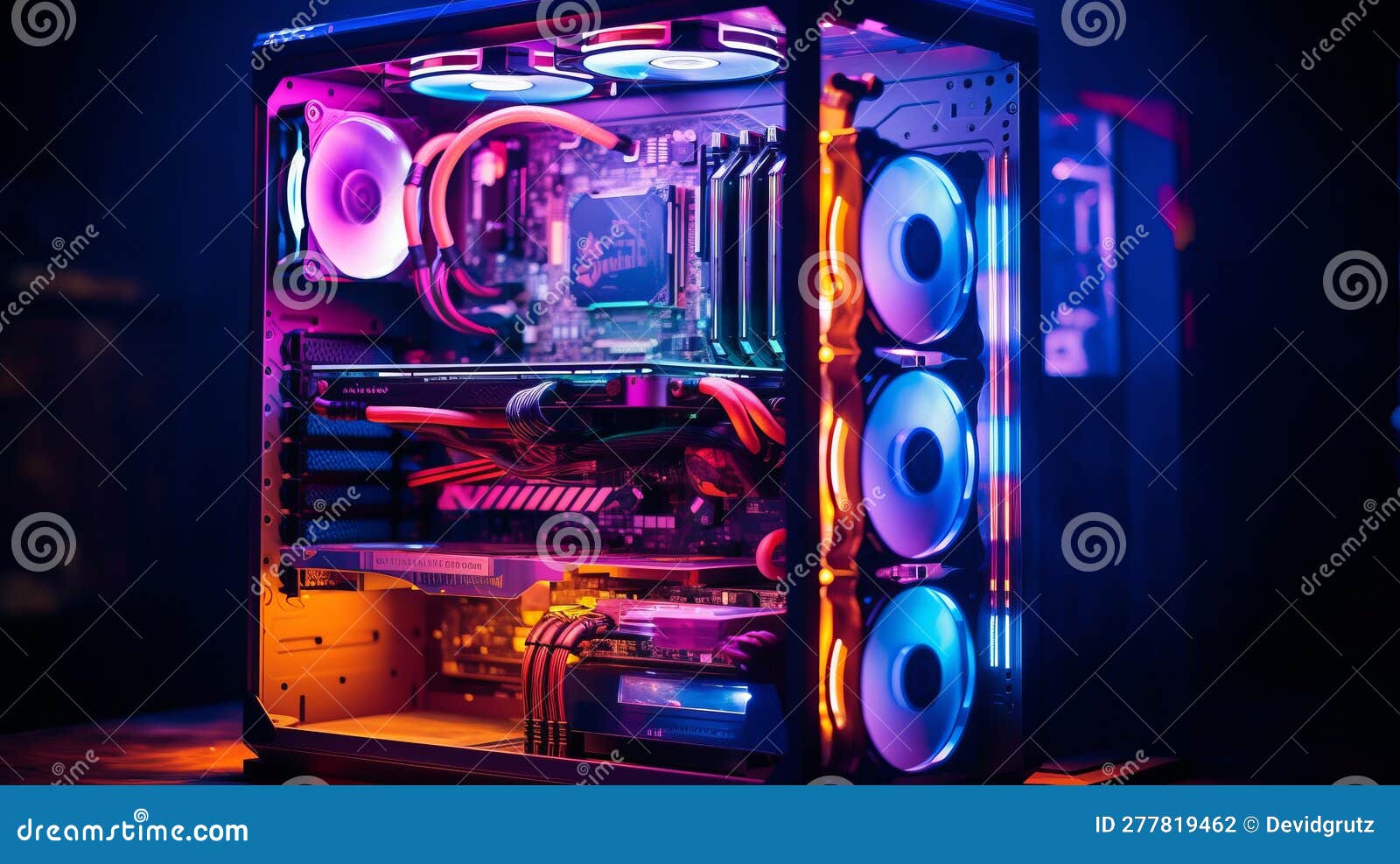 A Gaming Computer with RGB LED Lighting. Generative AI Stock ...