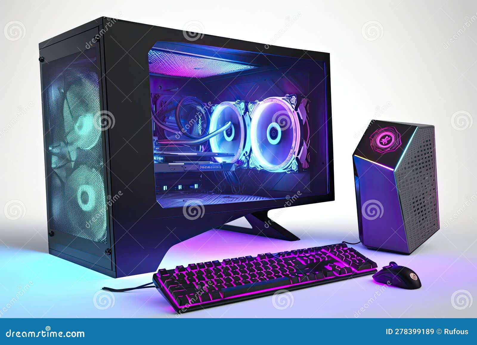 Gaming Computer and Rgb Gaming Mouse, Monitor Stock Illustration ...