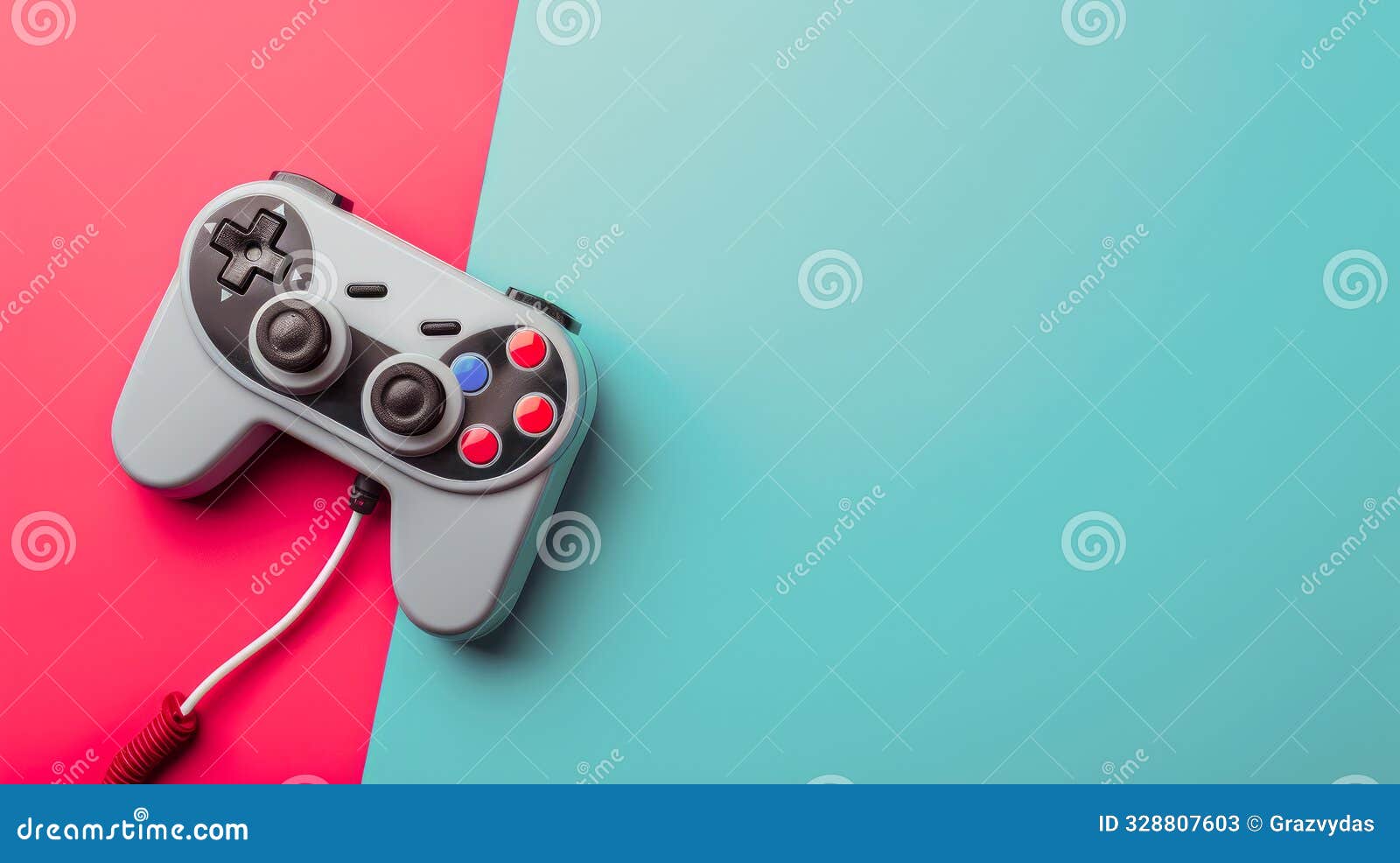 Gaming Concept. Top View Retro Joystick on a Color Background Stock ...