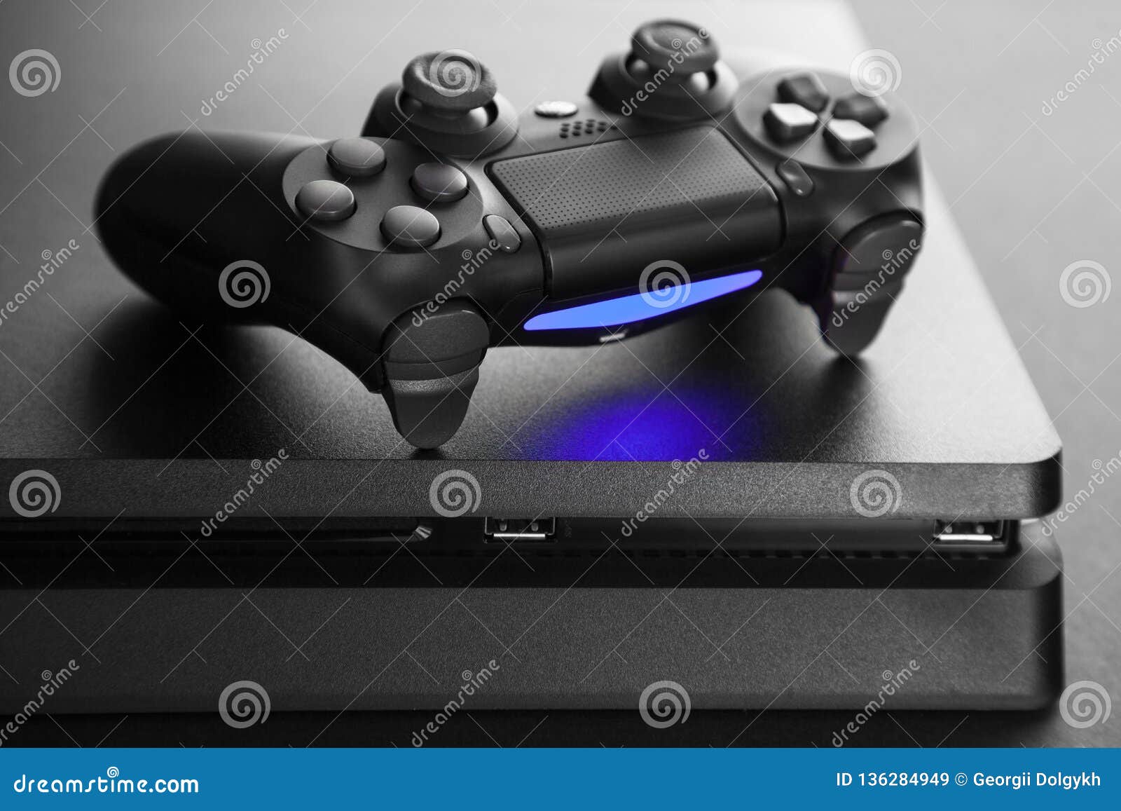 Gaming Console and Controller Stock Image - Image of glow, joystick ...