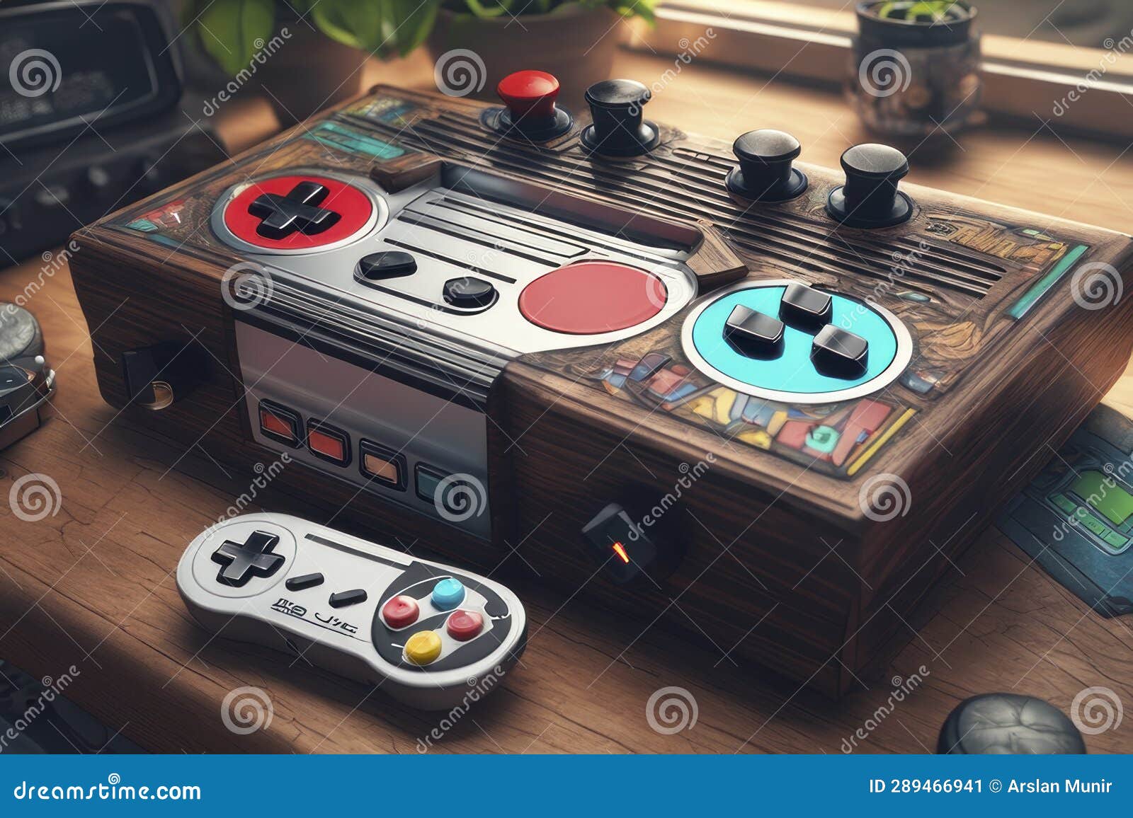 A Gaming Console Controller on Top of a Classic Retro Gaming Console ...