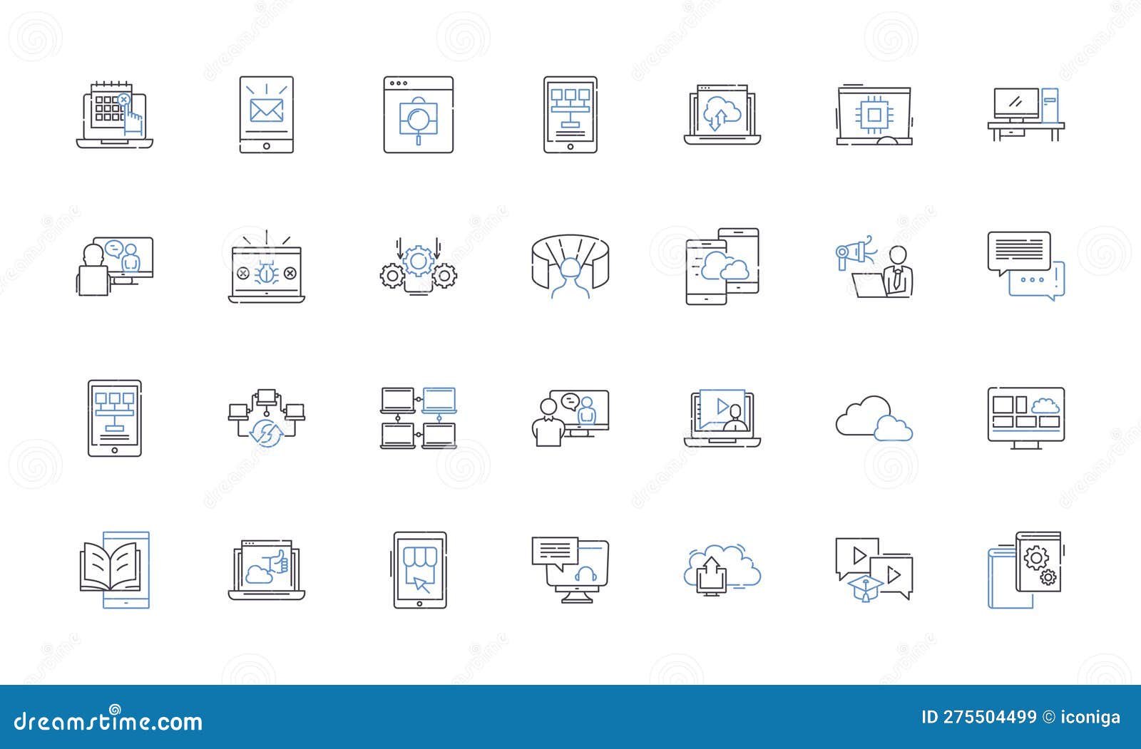 Gaming Console Line Icons Collection. PlayStation, Xbox, Nintendo ...