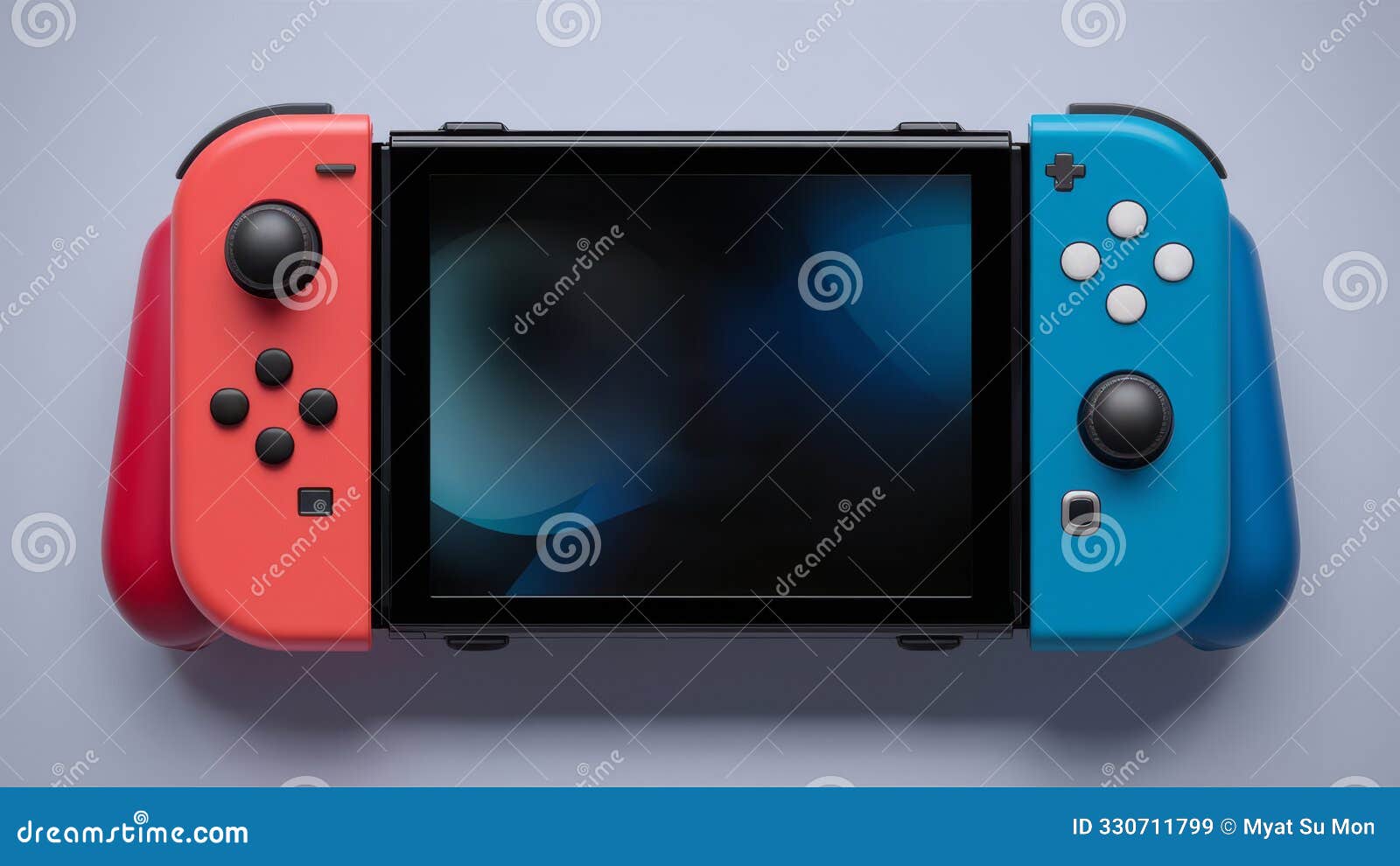 Gaming Console with Red and Blue Controllers Stock Illustration ...