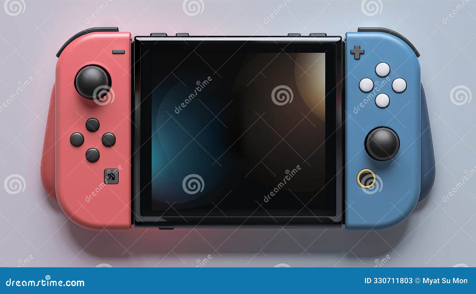 Gaming Console with Red and Blue Controllers Stock Illustration ...