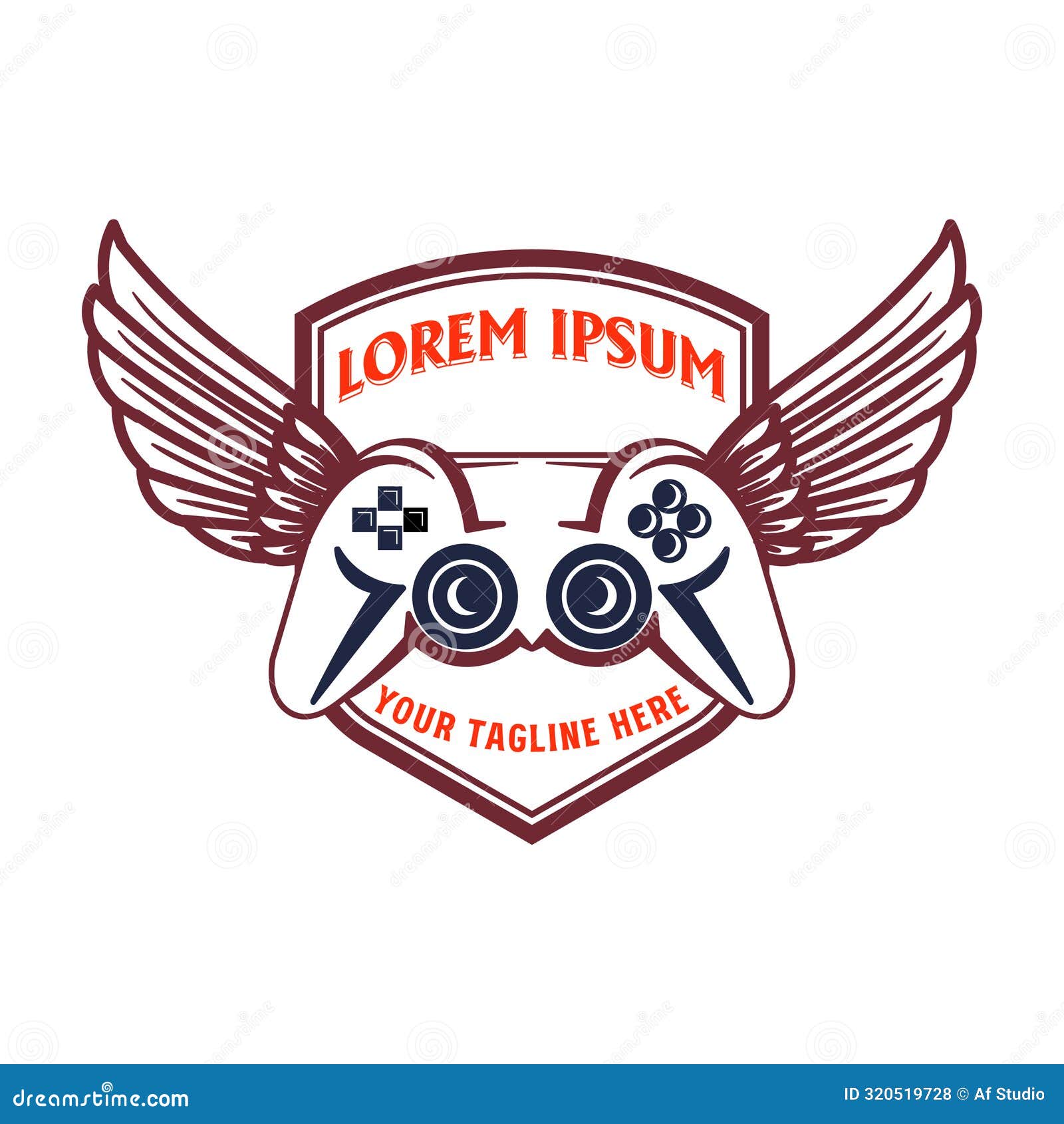 Gaming Console Stick with Shield Wings Badge Emblem Label Illustration ...