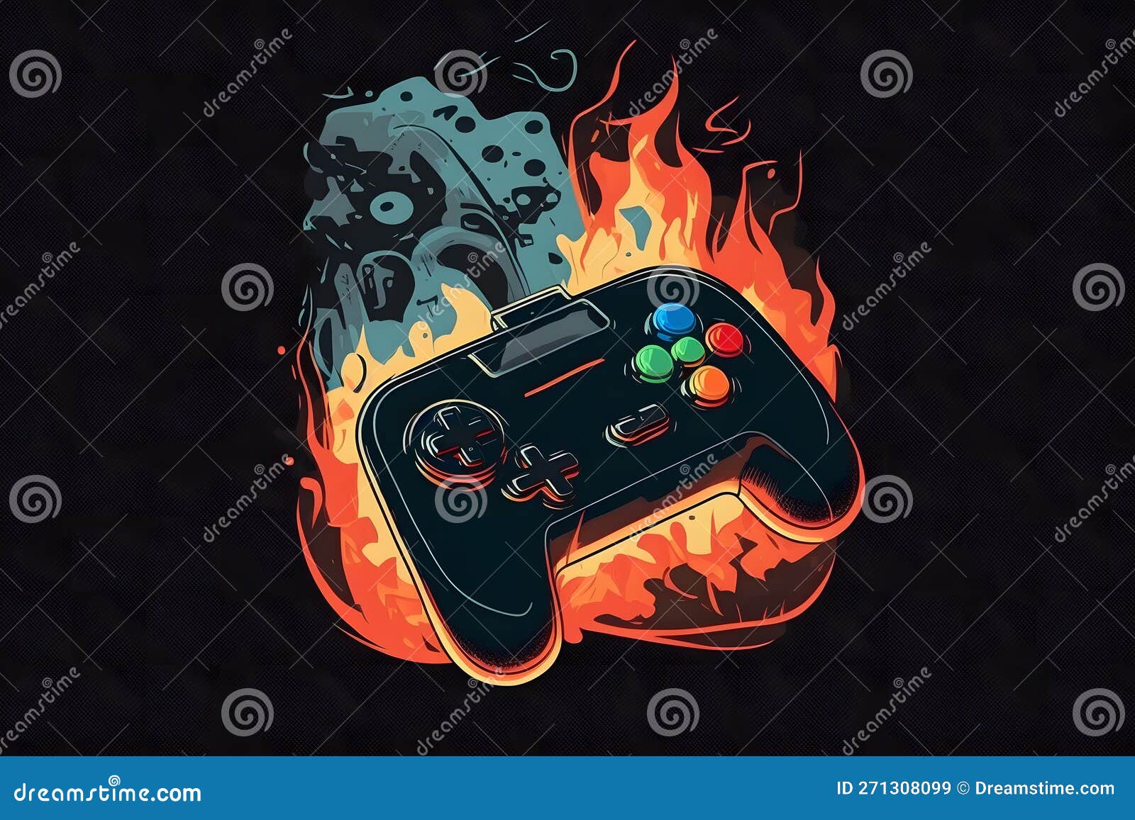 Gaming Controller with Fire, Cartoon Style. Neural Network Generated ...