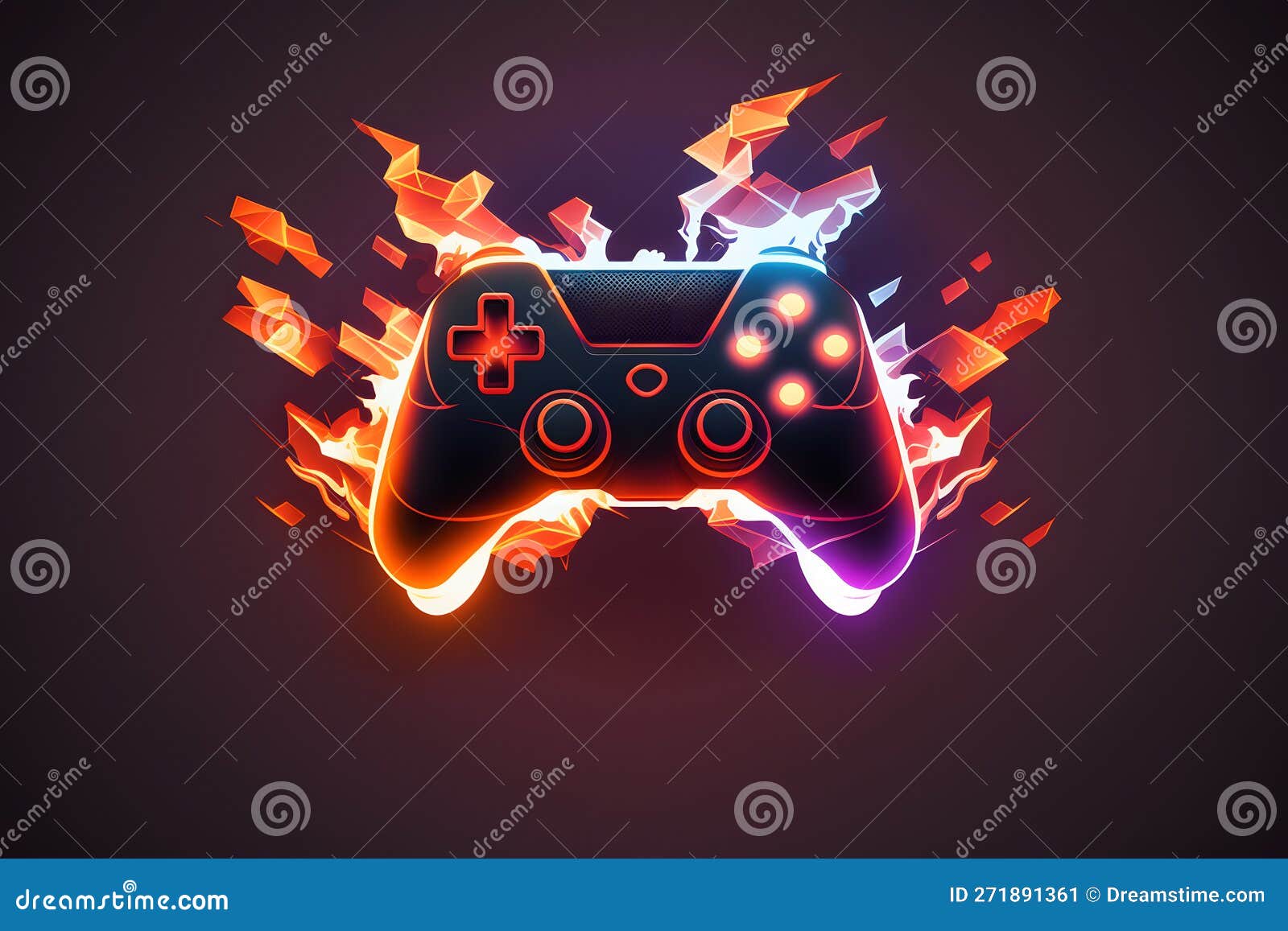 Gaming Controller with Fire, Cartoon Style. Neural Network Generated ...