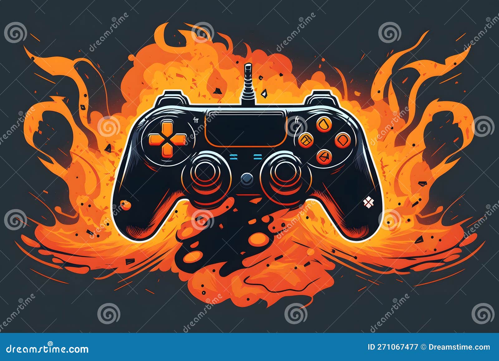 Gaming Controller with Fire, Cartoon Style. Neural Network Generated ... Gaming Controller with Fire, Cartoon Style. Neural Network Generated ...