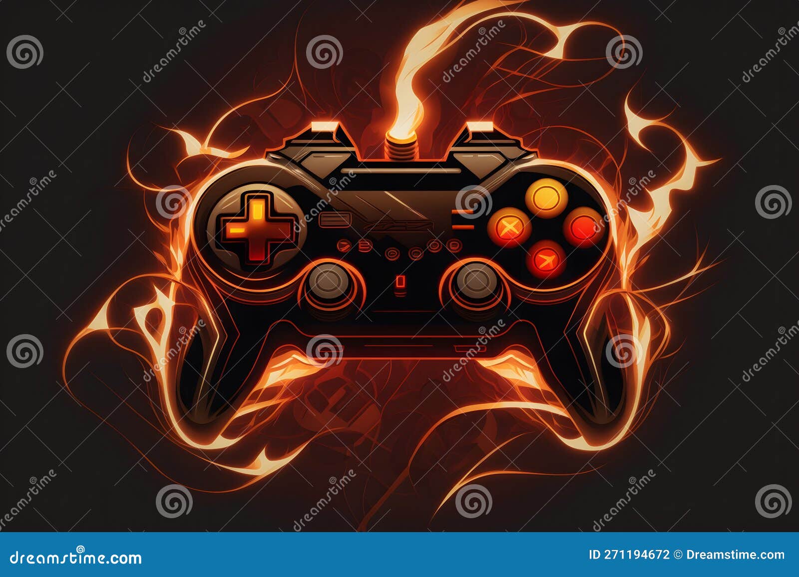 Gaming Controller with Fire, Cartoon Style. Neural Network Generated ... Gaming Controller with Fire, Cartoon Style. Neural Network Generated ...