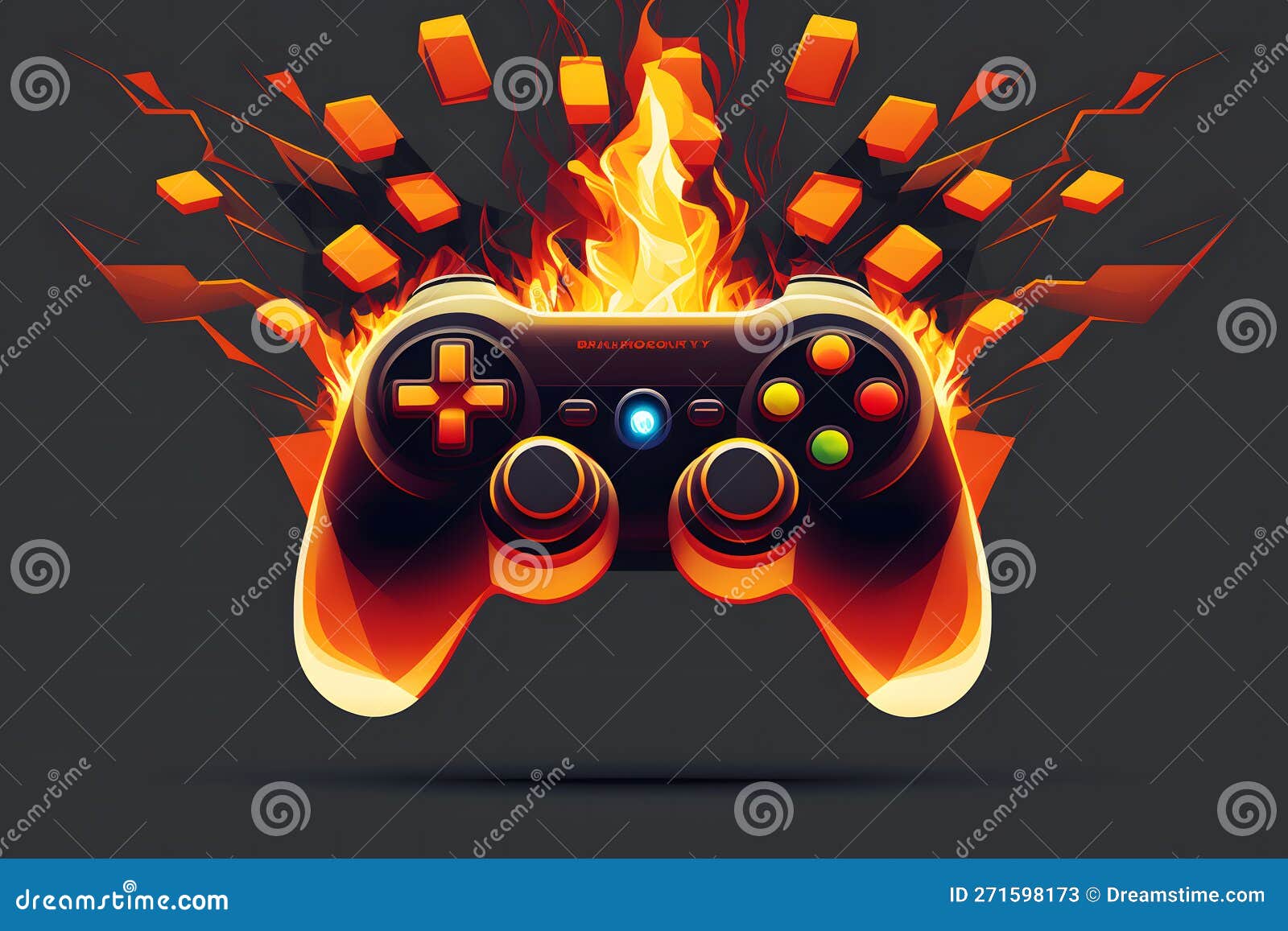 Gaming Controller with Fire, Cartoon Style. Neural Network Generated ... Gaming Controller with Fire, Cartoon Style. Neural Network Generated ...