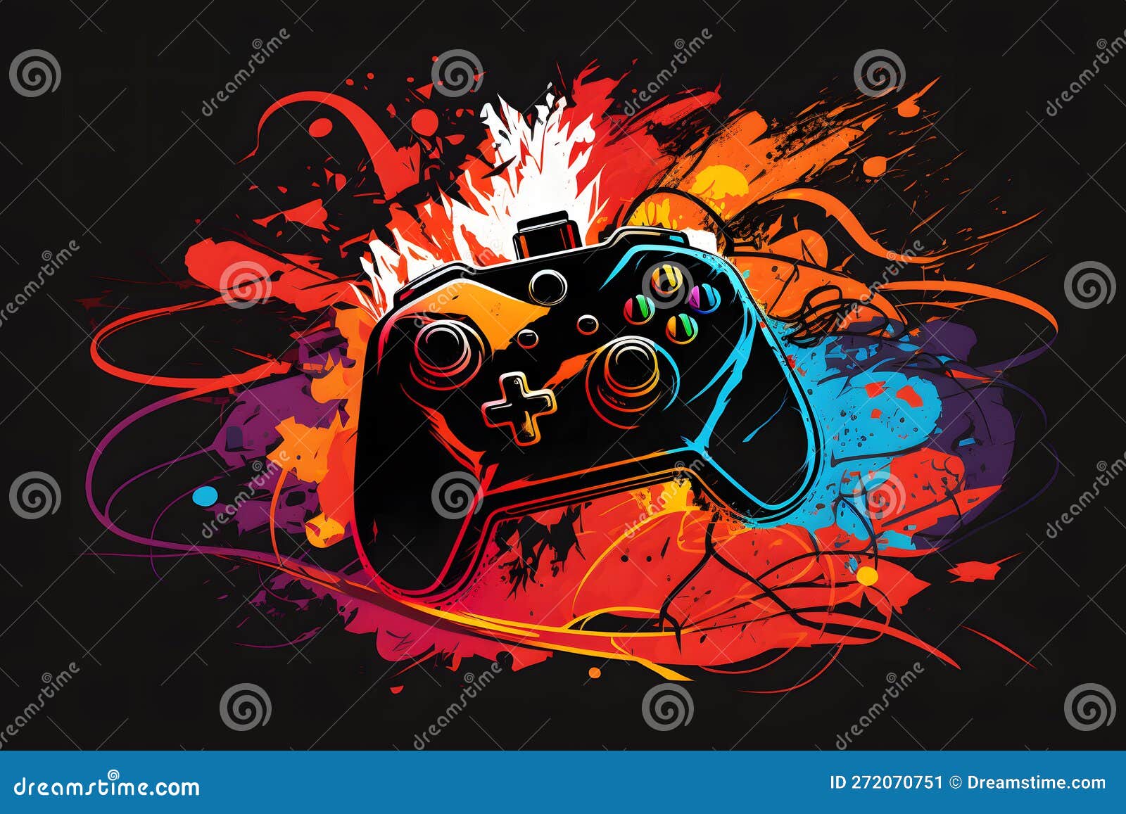 Gaming Controller with Fire, Cartoon Style. Neural Network Generated ... Gaming Controller with Fire, Cartoon Style. Neural Network Generated ...