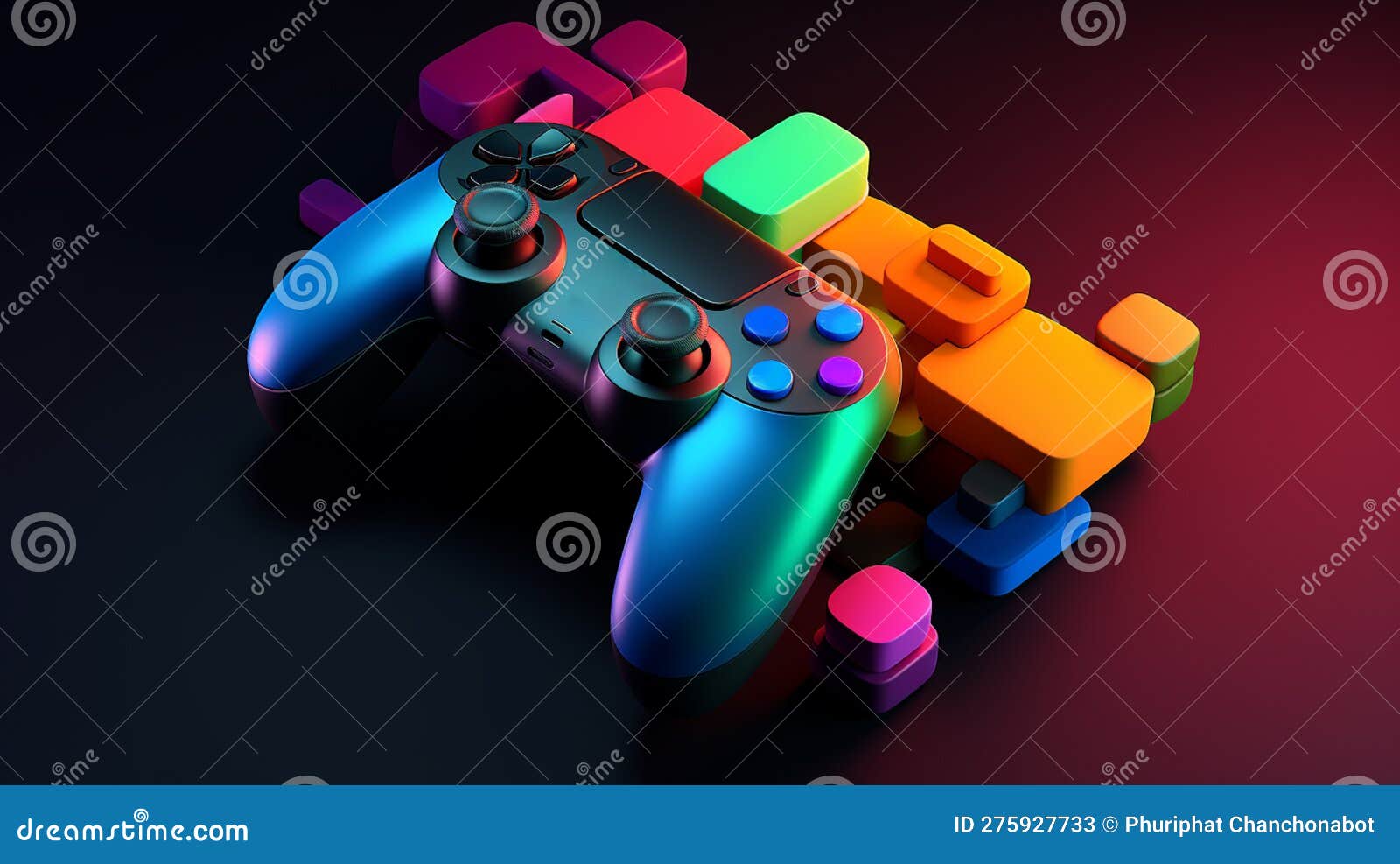 Gaming Controller in Trending Color Palette with Generative AI Stock ...